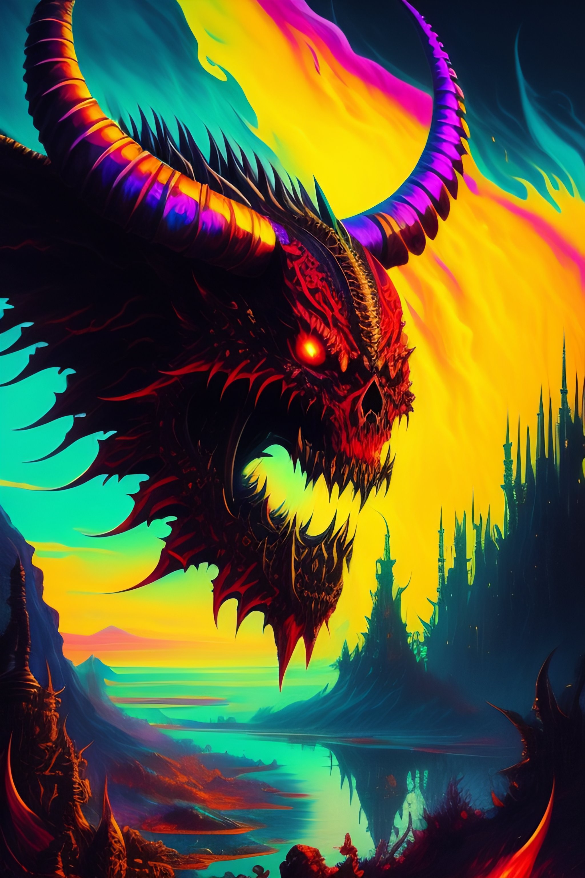 Lexica - Demon skull of a punk with a mohawk, with huge sharp fangs and ...