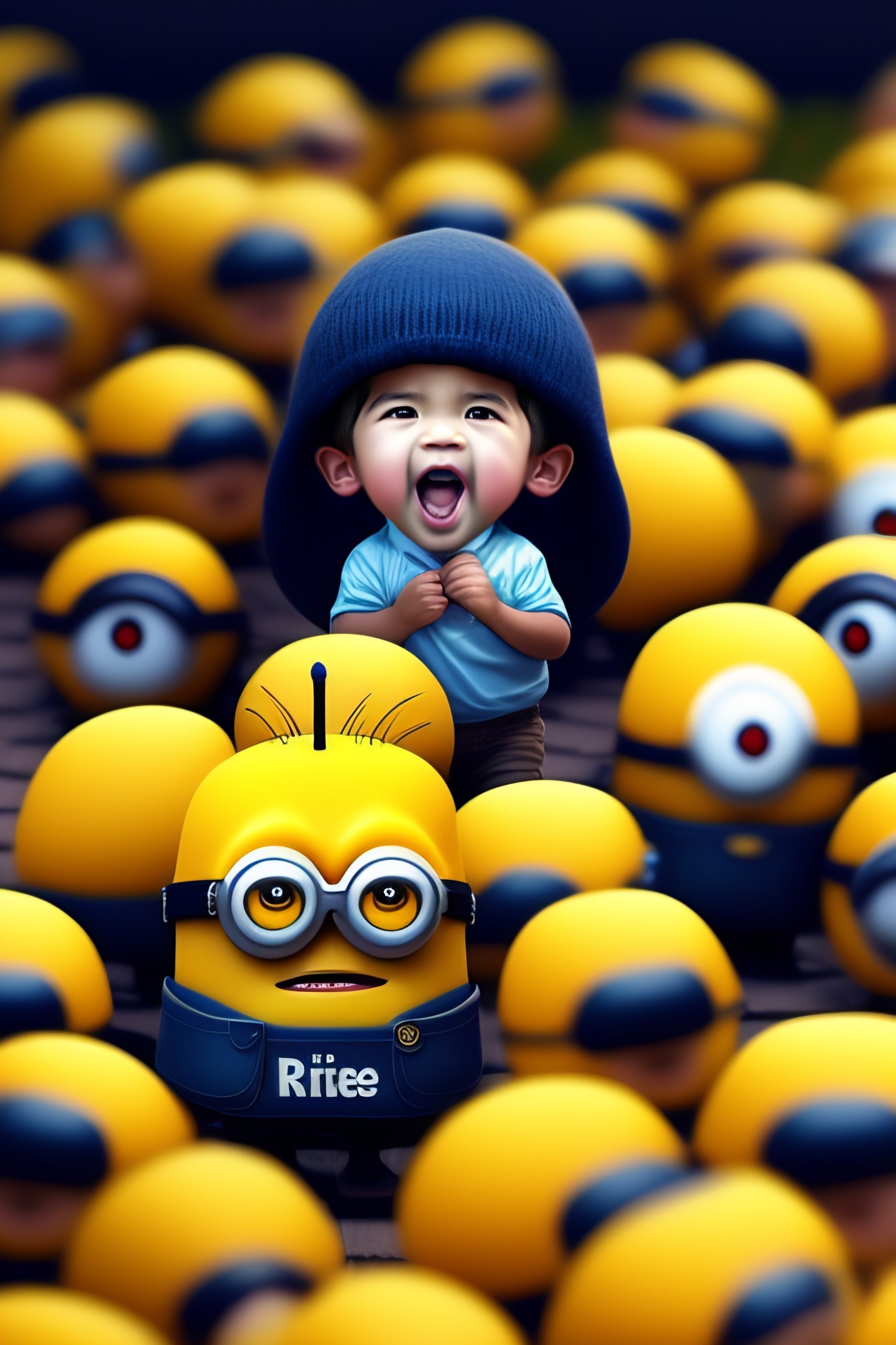 Lexica - A little boy, with an army of minions behind him, about to ...