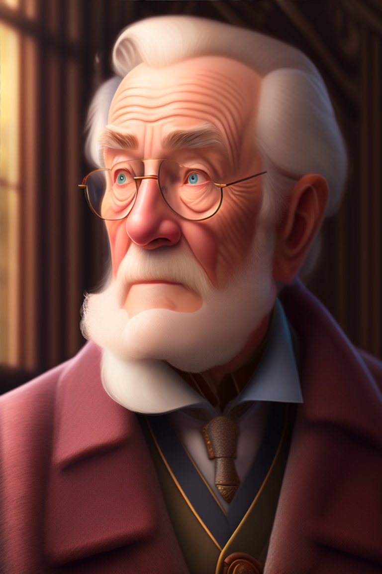 Lexica - A remarkable young-at-heart old man, wise and bold, gazes into ...