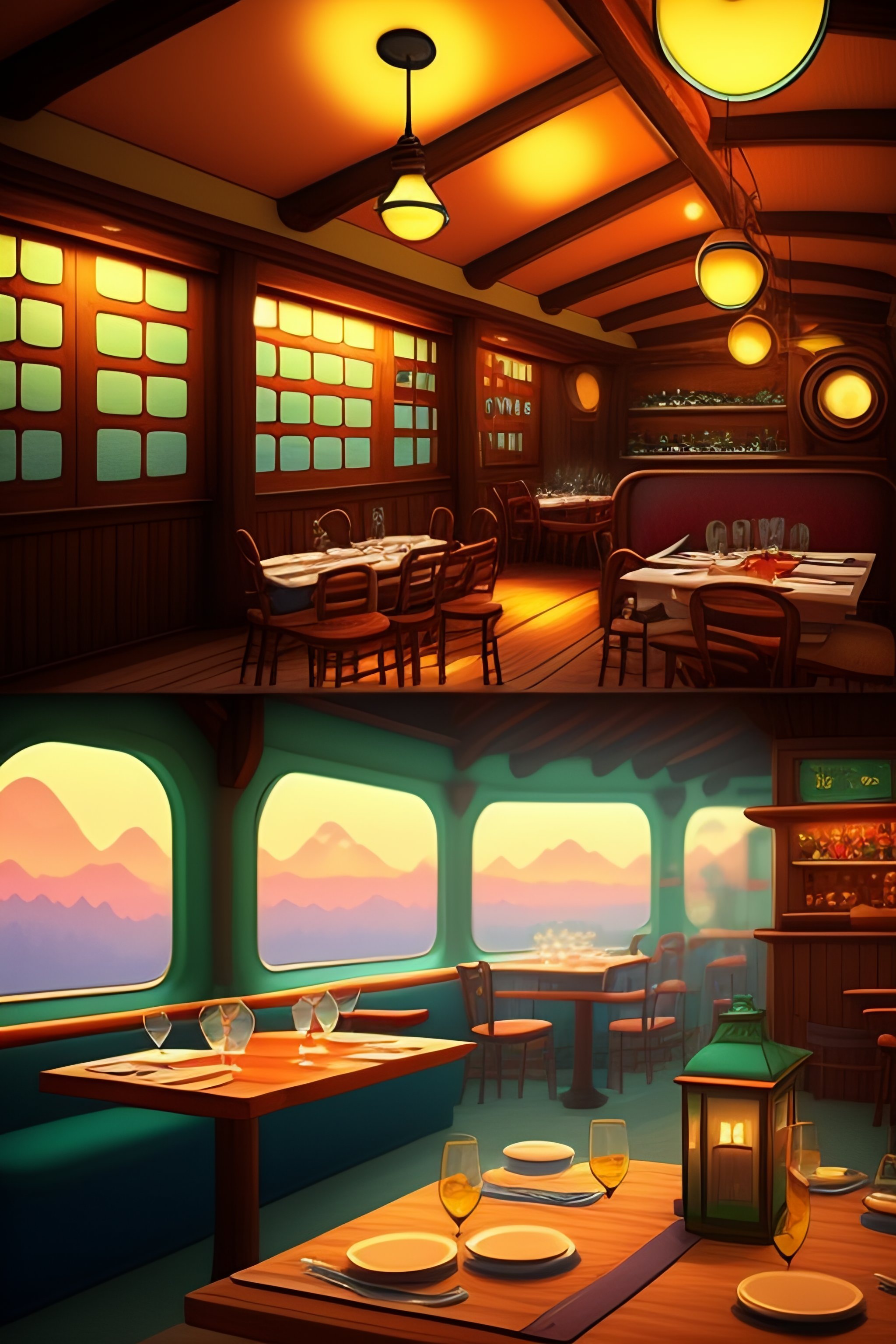 Lexica - Restaurant in studio ghibli style