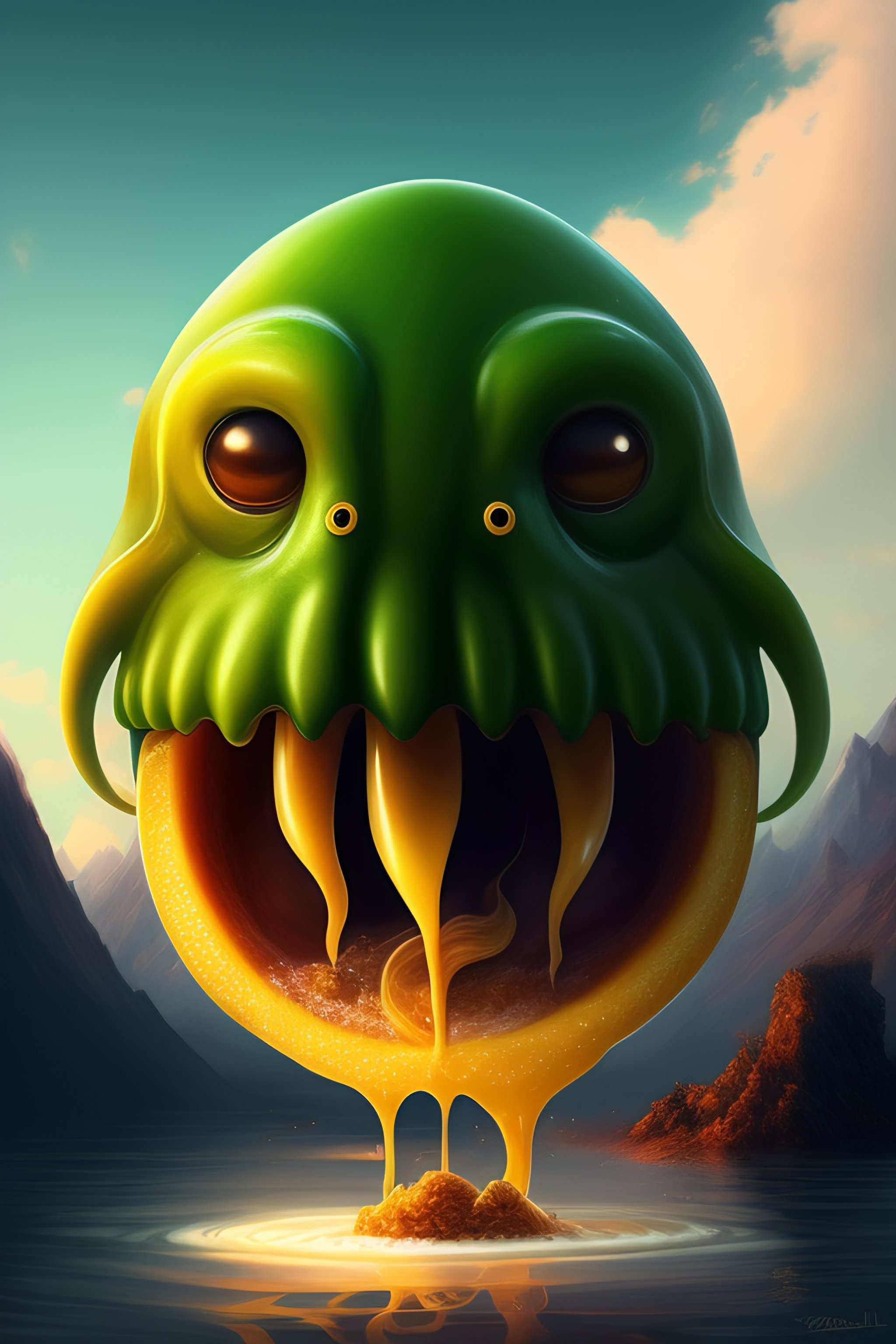Lexica - Cthulhu eat banana, digital art, trending on artstation