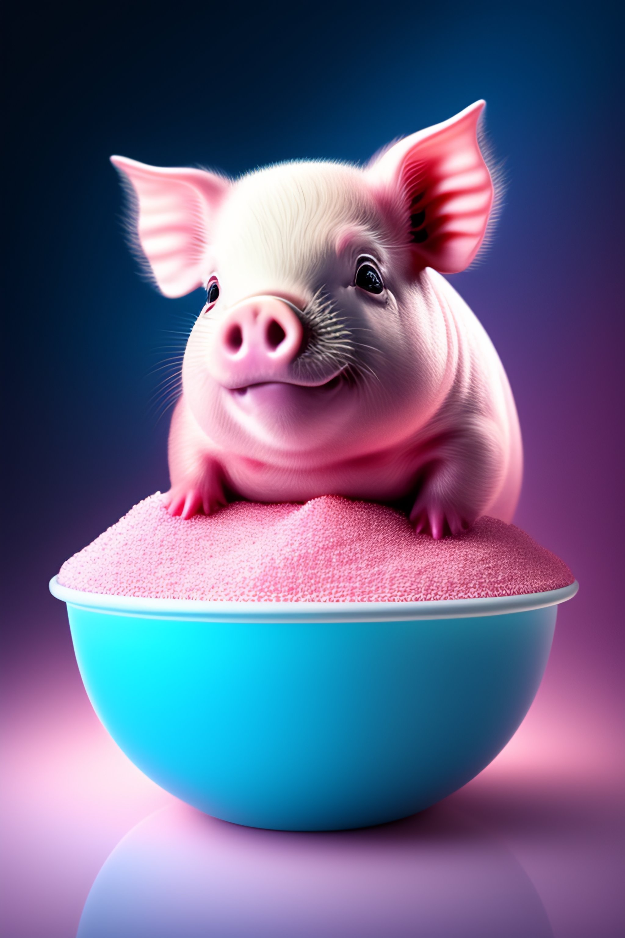 Lexica - A cute happy pink mini pig in blue pijamas with a cup of hot ...