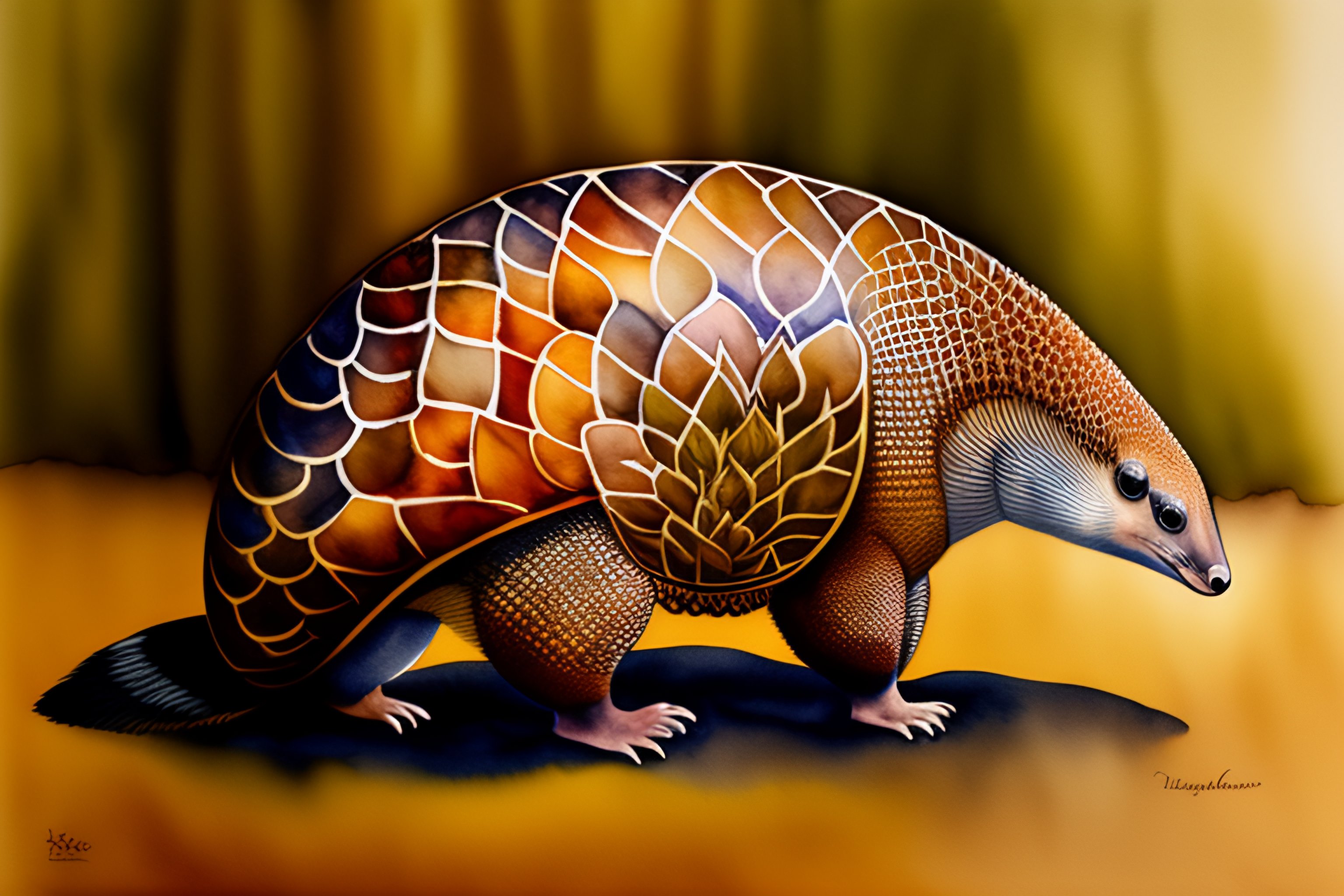 Lexica - Ornamental watercolour of a pangolin — upbeta