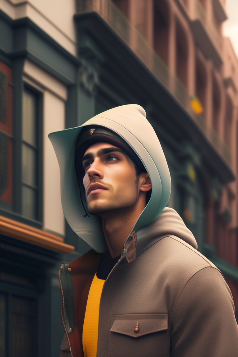 Lexica - Vertical film frame, junkie guy, wearing a hoodie on his head ...