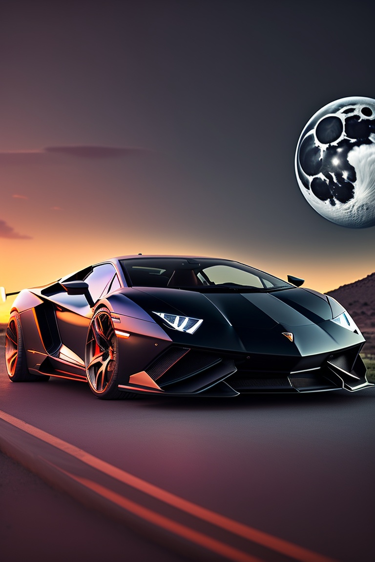 Lexica - Dark, stars, moon, car, Lamborghini, sharp, design, realistic ...