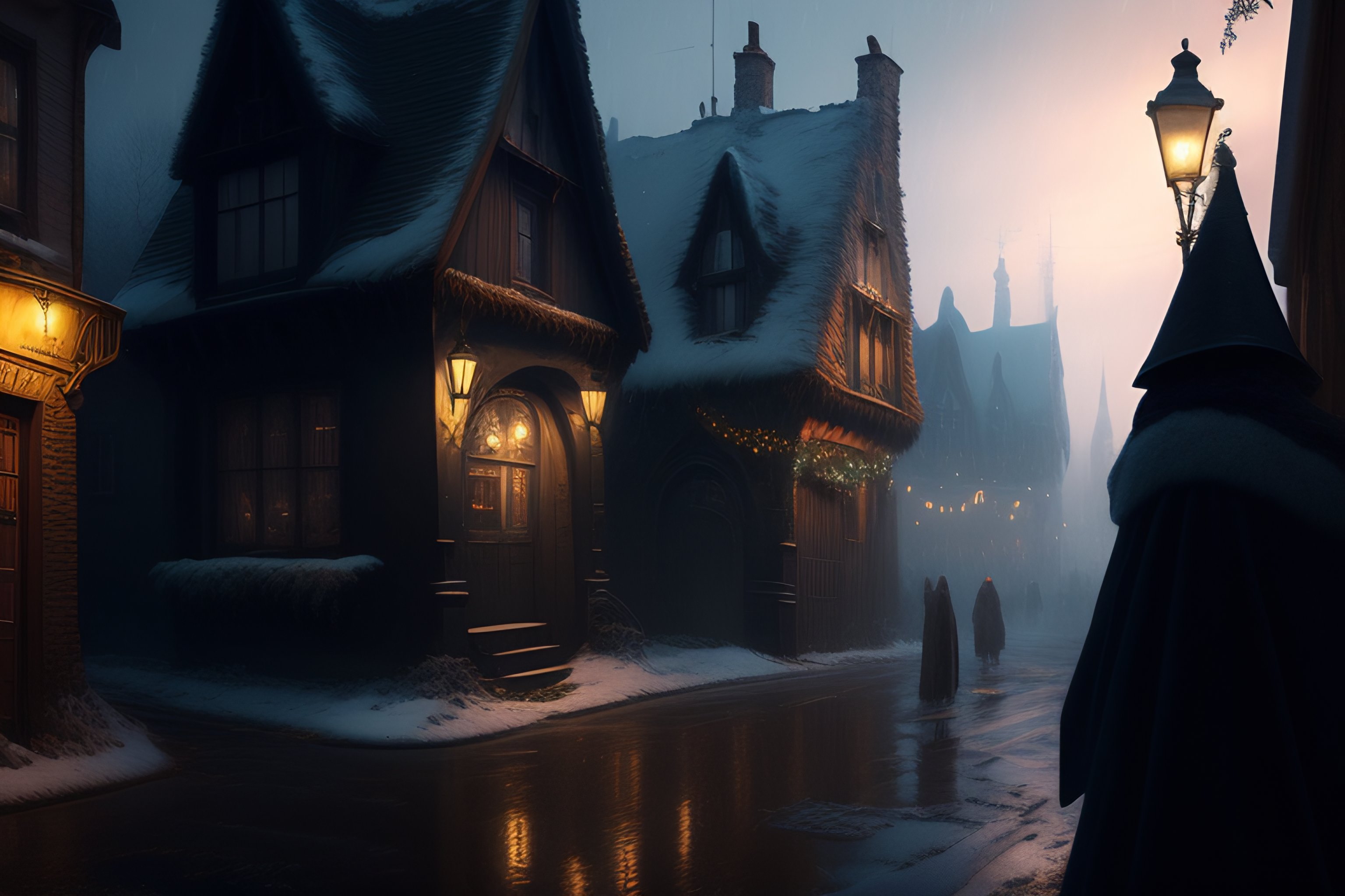 Lexica - An ultra detailed oil desaturated painting a dark, gritty town ...