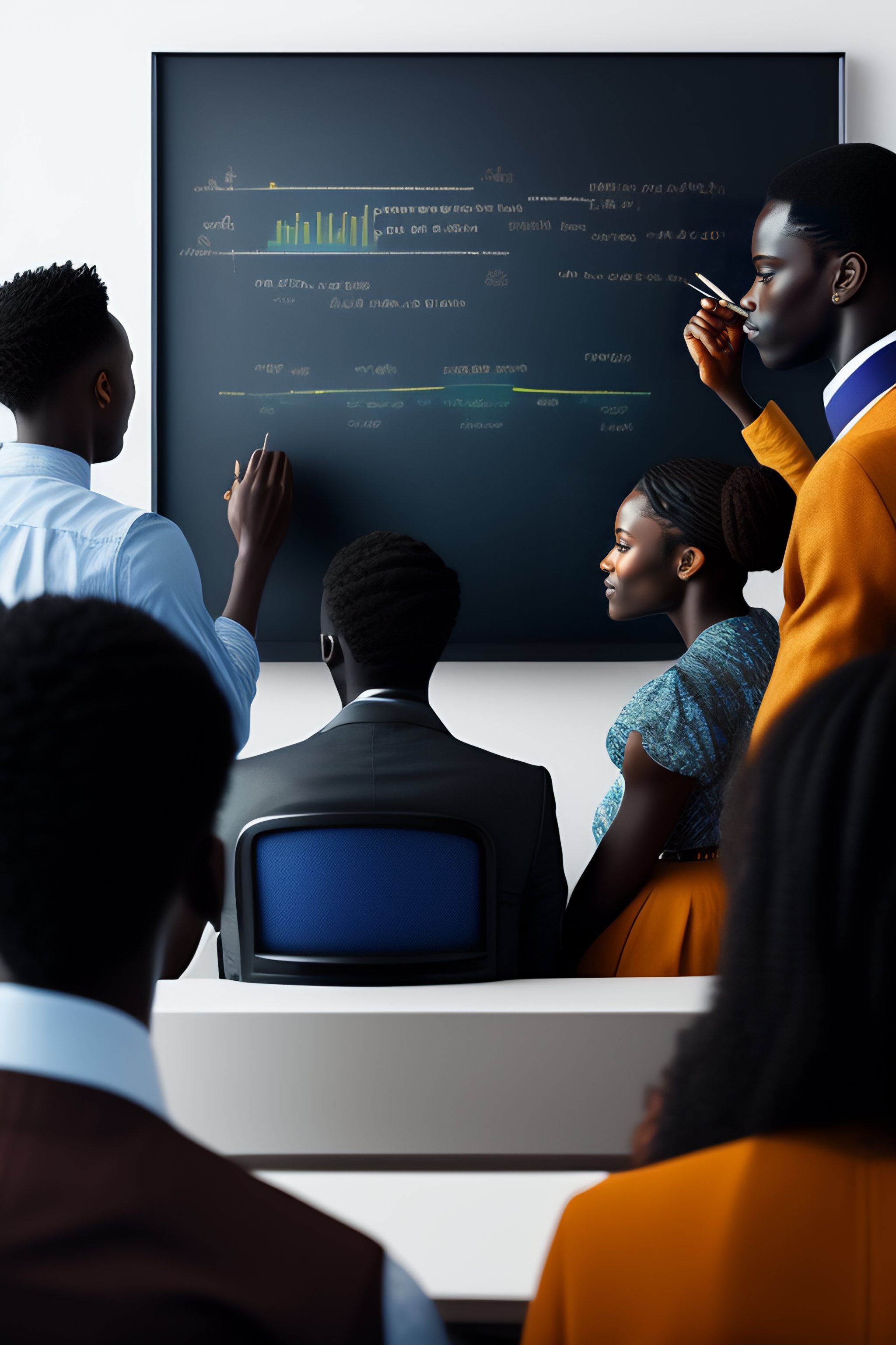 Lexica - 7 African computer science students in a classroom, 4 ladies ...