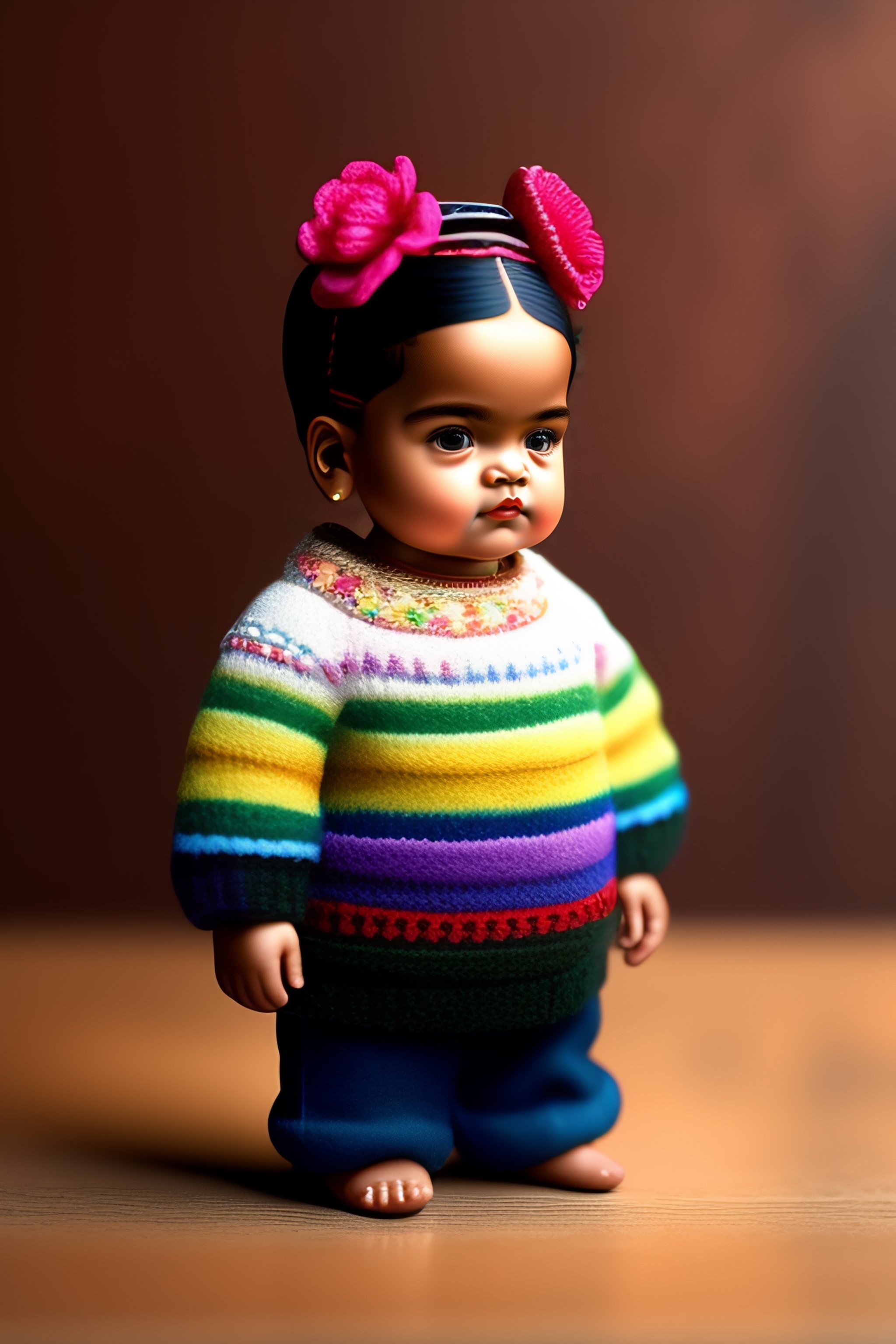 Lexica - Tiny baby Frida Kahlo, 3D, standing, centralized, funny, cute ...