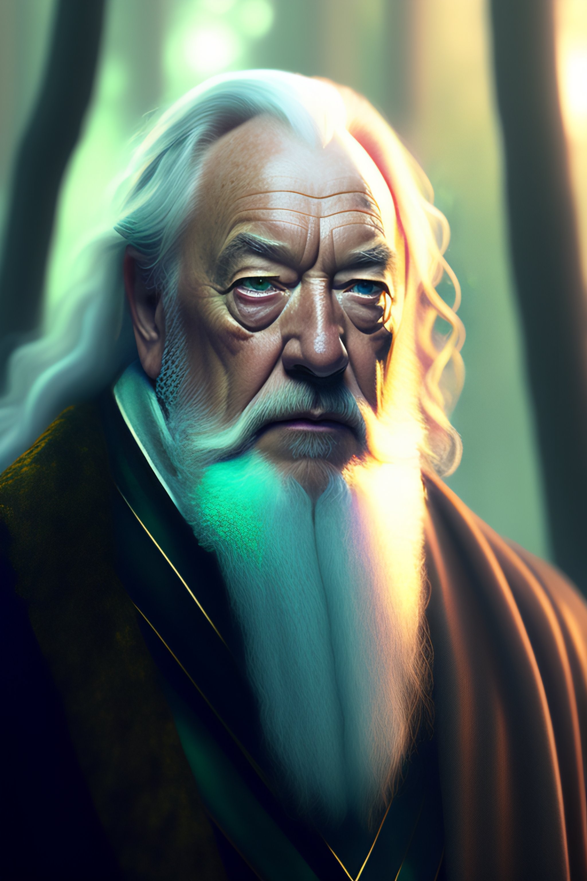 Lexica - Michael Gambon as Dumbledore, magical, forest, evening, green ...