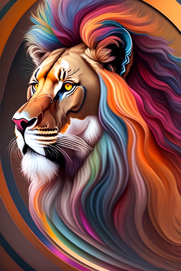 Lexica - Bold,eye catching art unique colours and featuring a lion