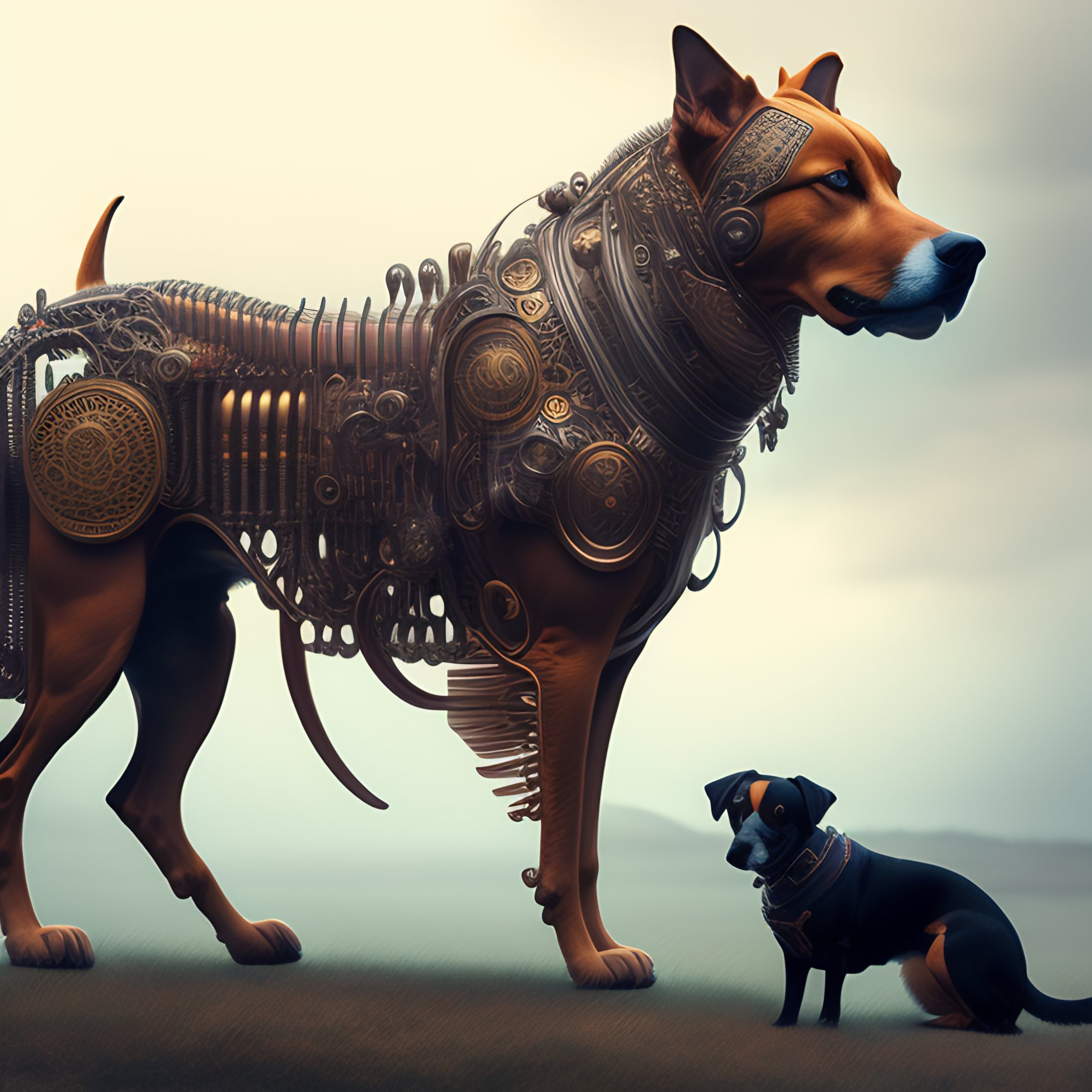 Lexica - A highly detailed long shot photo of mechanical dog character ...