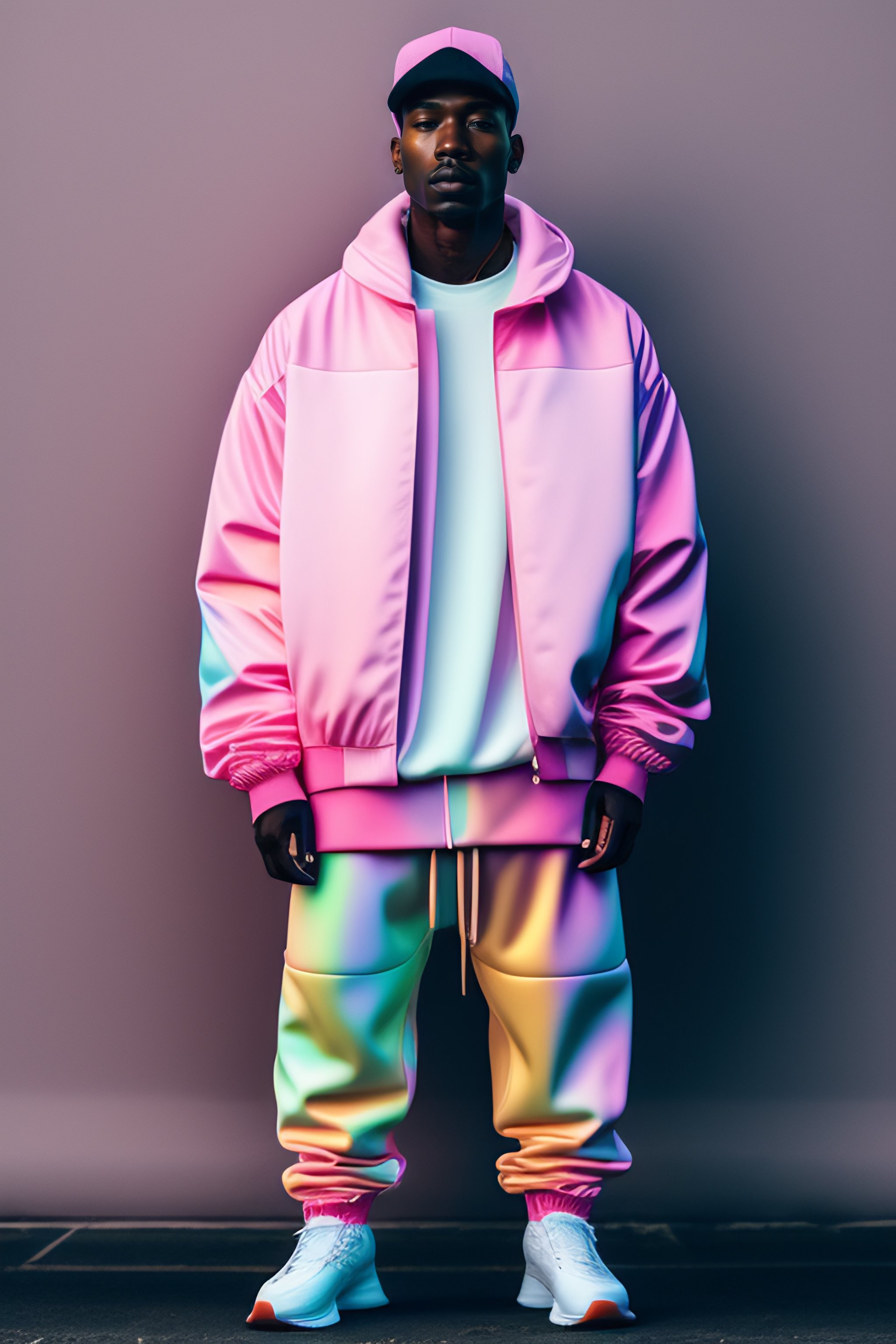 Lexica - Full body view of a heavily pastel colored yeezy inspired work ...