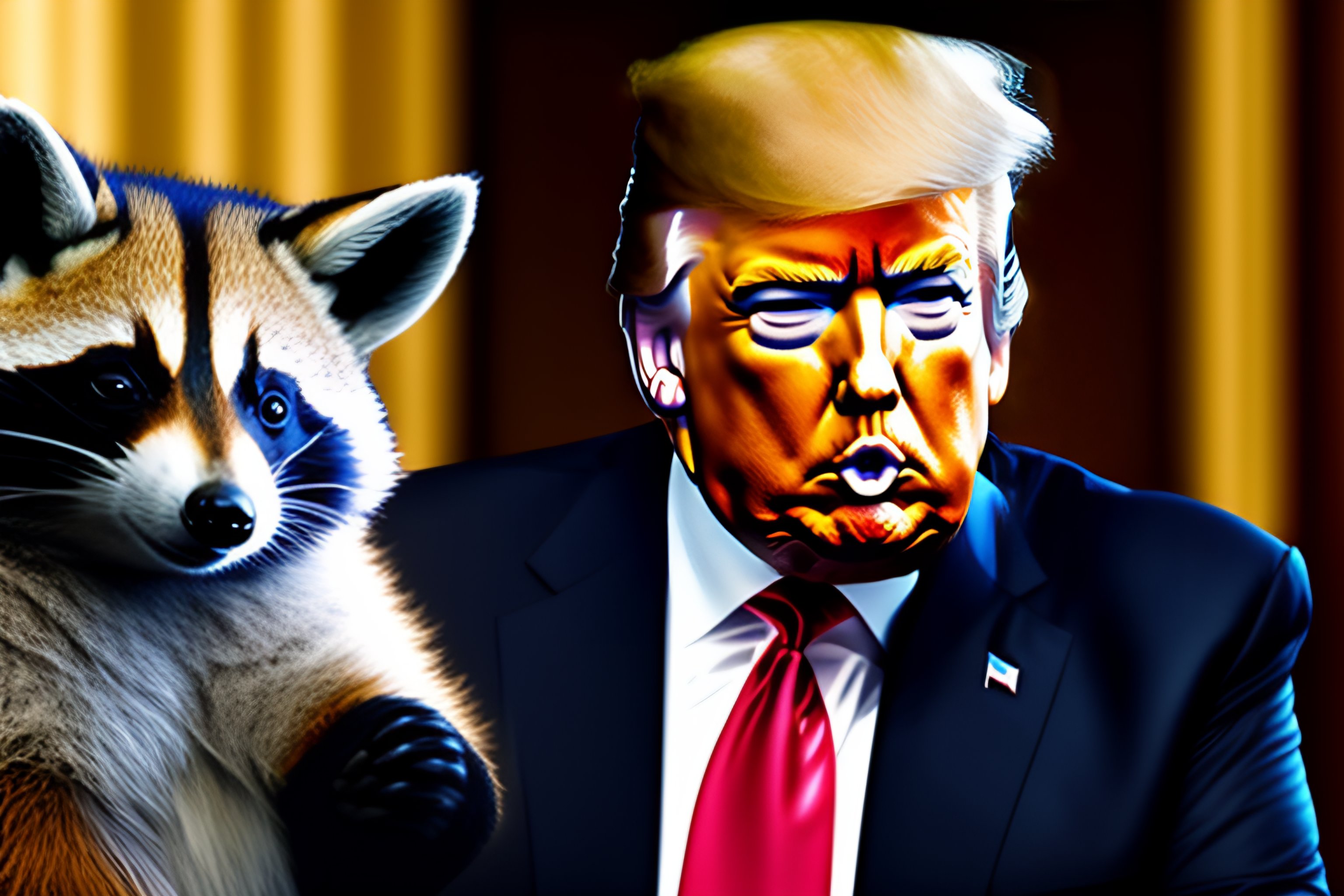 Lexica - Photo of donald trump and a raccoon