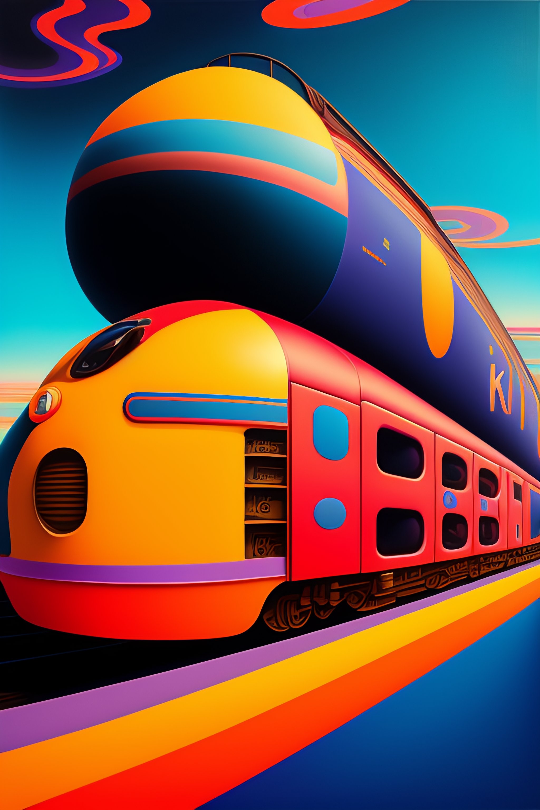 Lexica - Big abstract train in the style of kaws by james jean and ...
