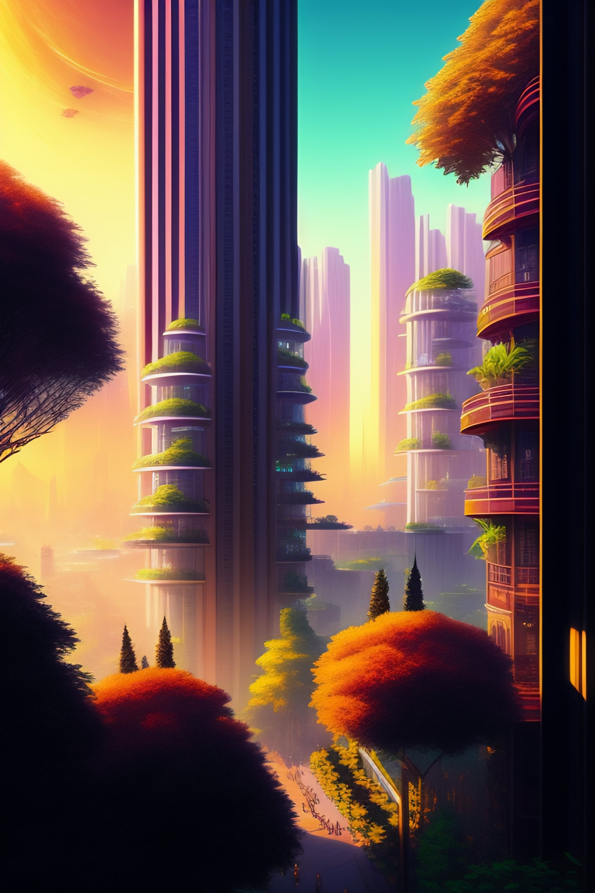 Lexica - Realistic Solarpunk utopian cityscape, from the roof, many ...