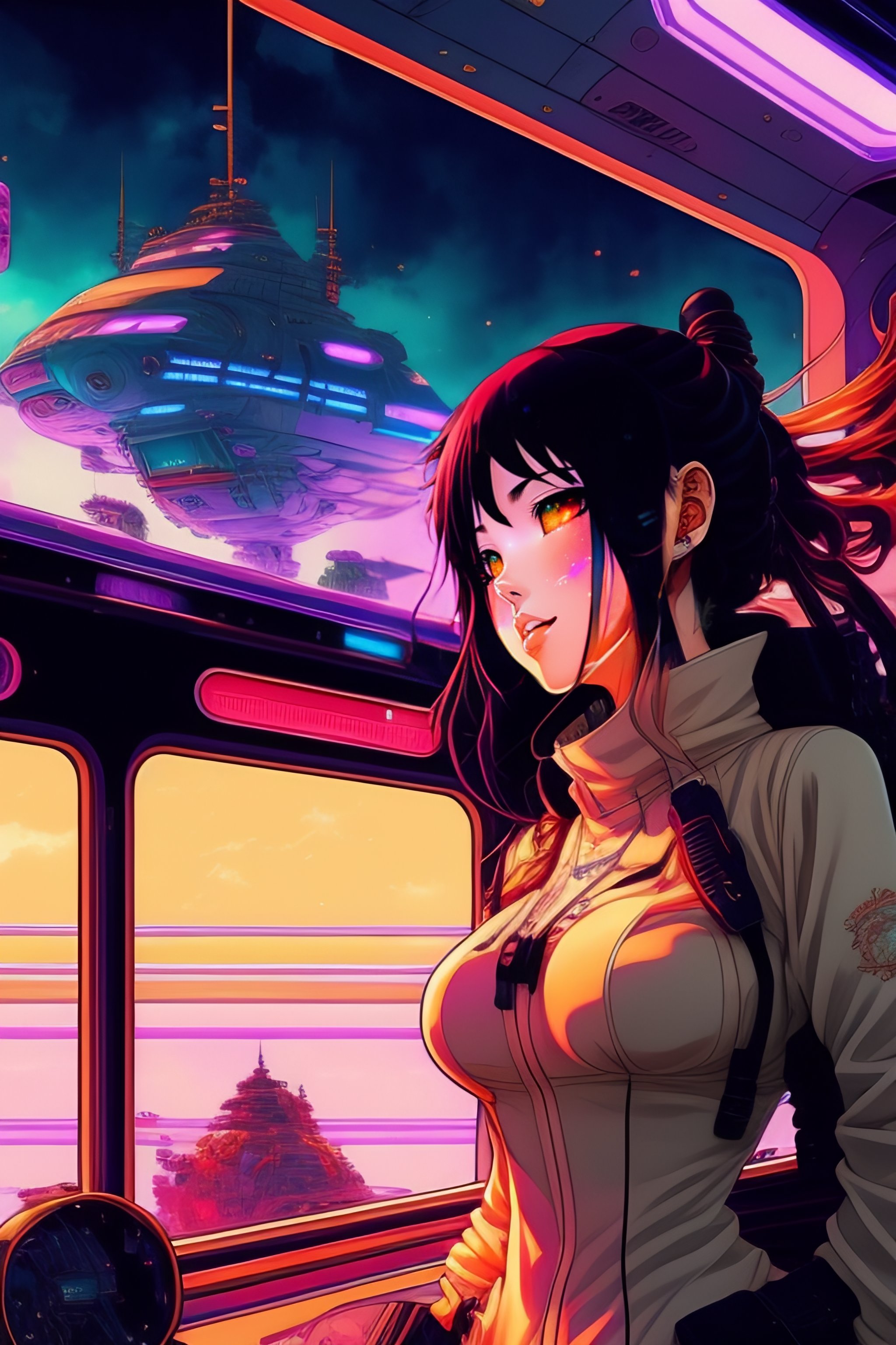 Lexica - Anime style. cluttered starship interior; by kaethe butcher ...