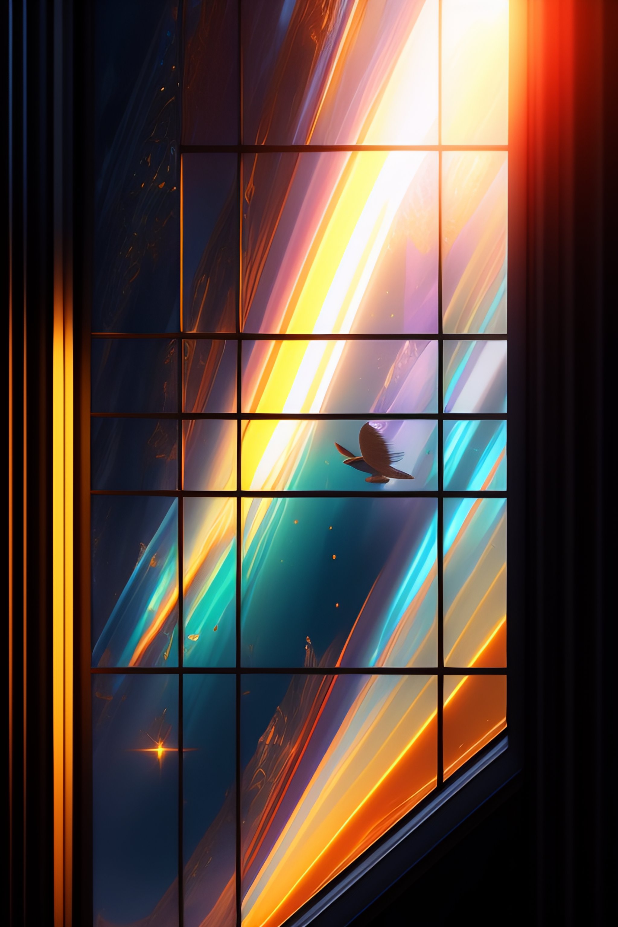 Lexica - Stained glass window with angels. gothic, Cloudy background ...