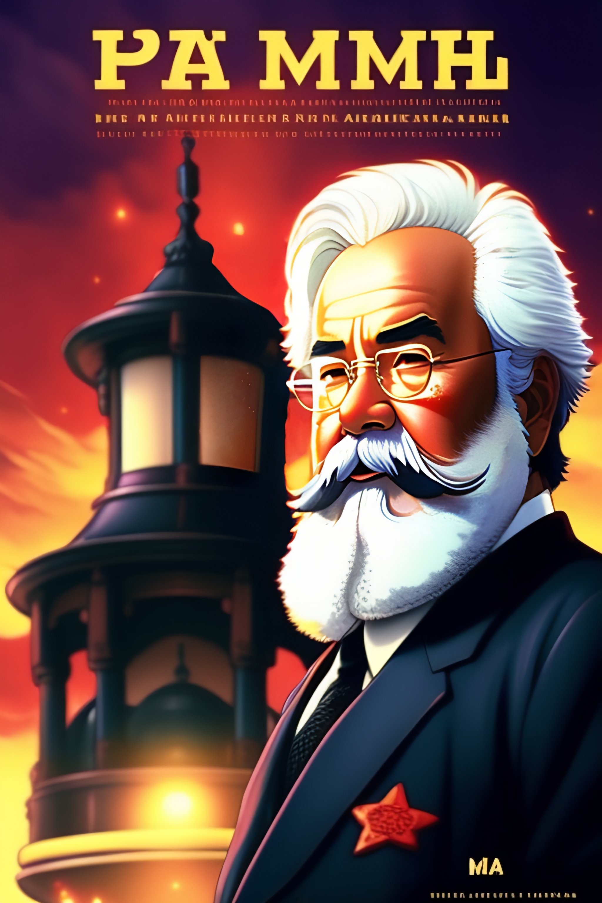 Lexica - Karl Marx: The Movie. Star lights in background. Anime style ...