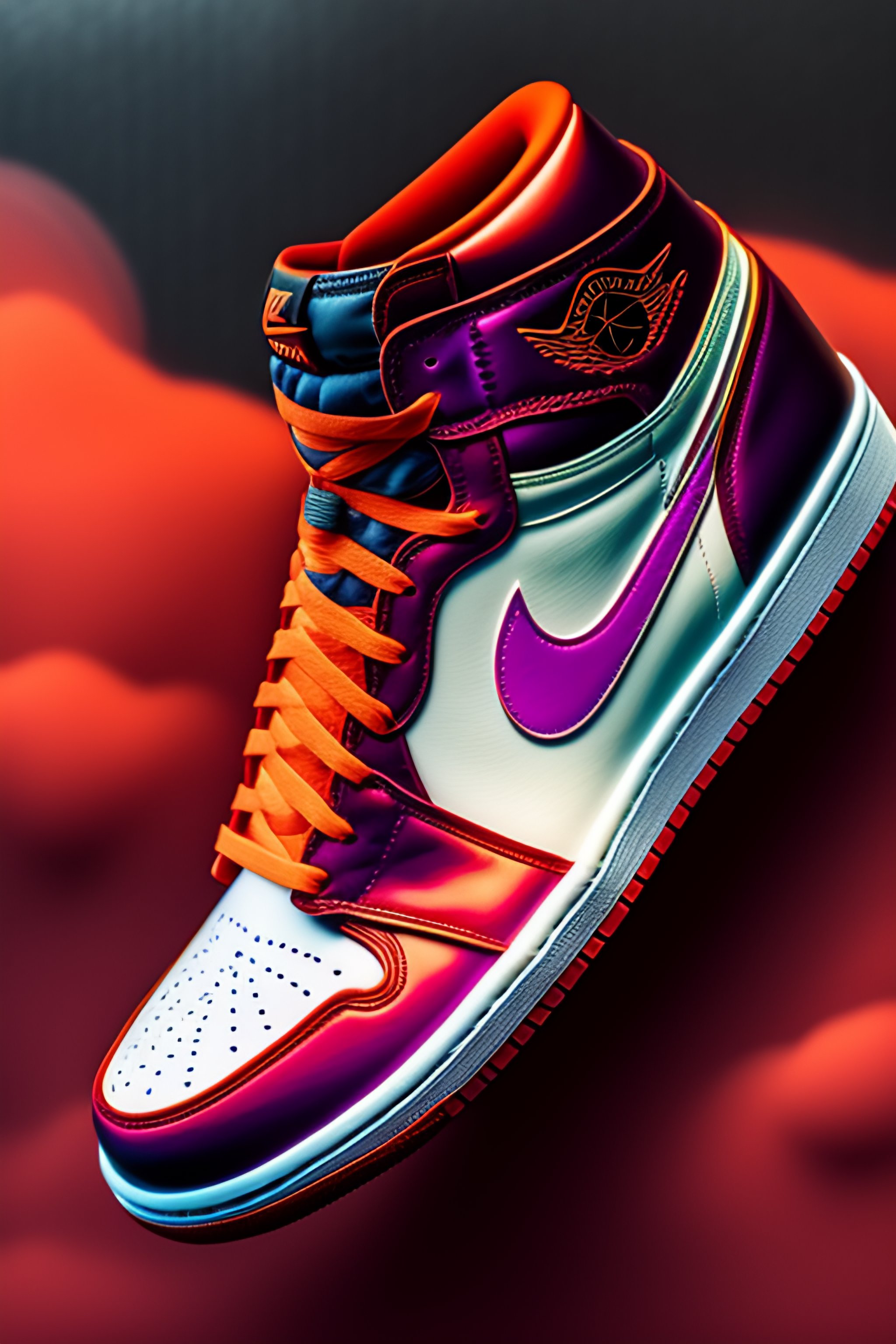 Lexica - Nike jordan 1 "chicago" colorway, pink cloud background, 4k, luxury, Filigree handiwork