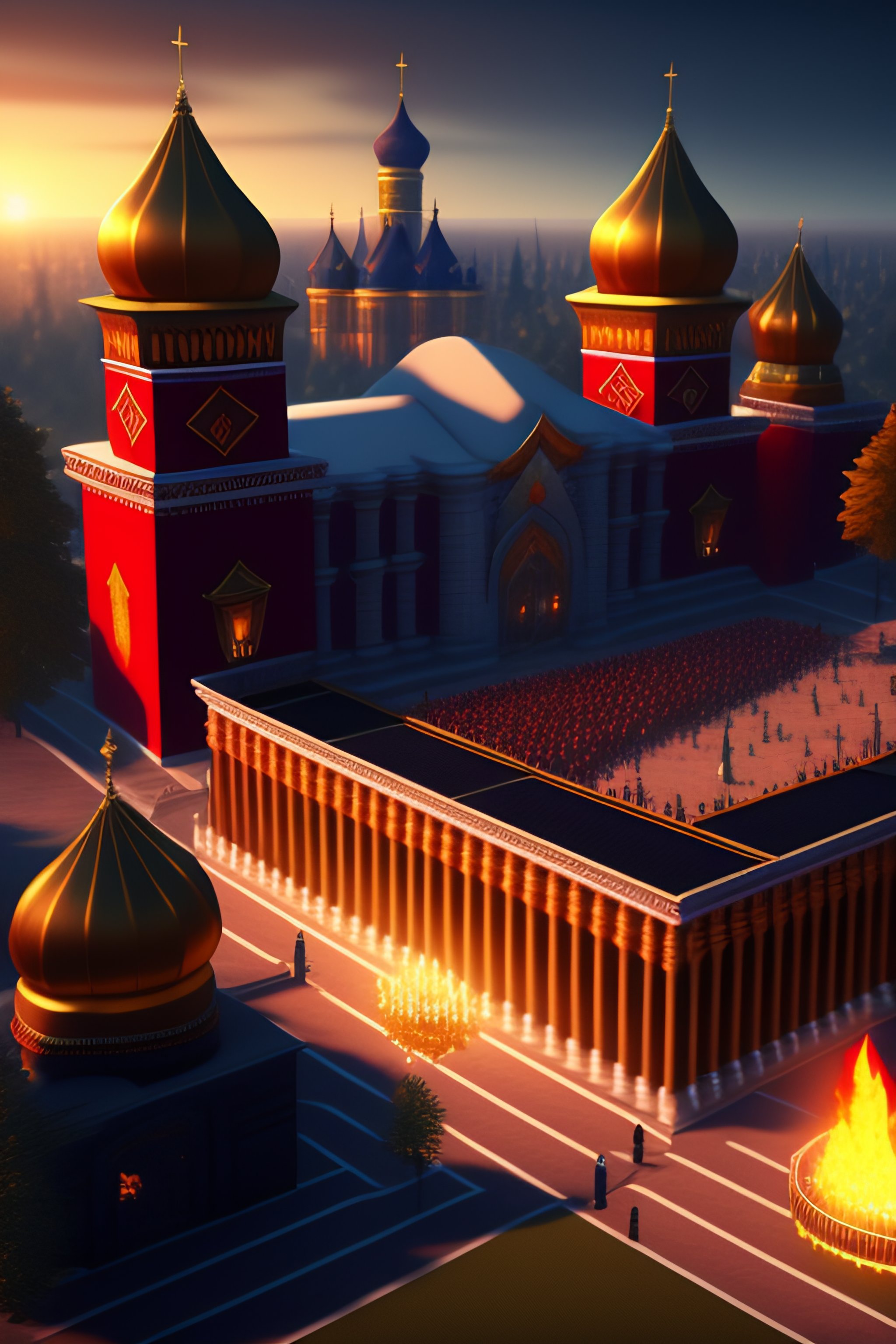 Lexica - Detailed isometric Kremlin on fire, strategic game, no ...