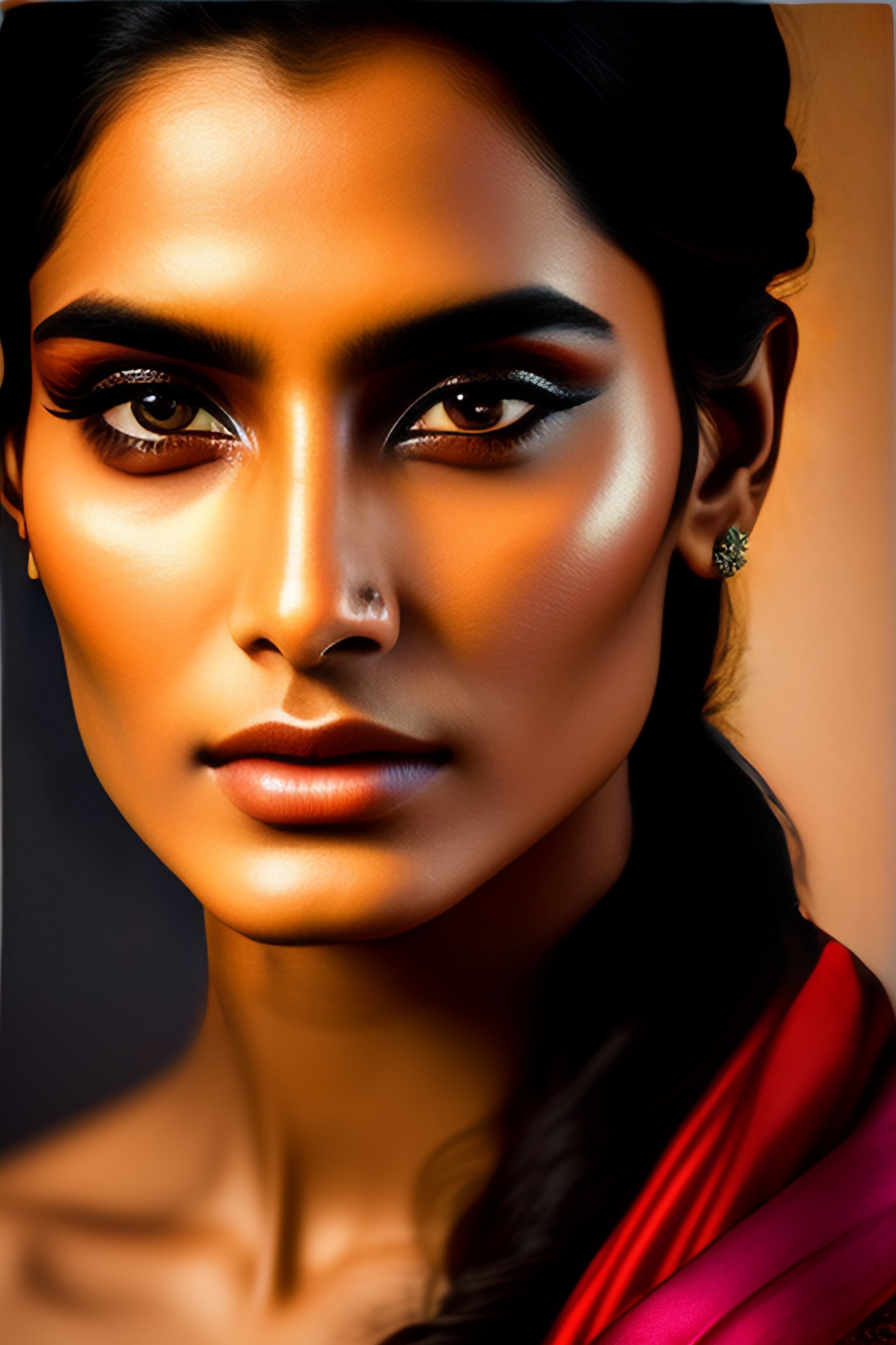 Lexica - Realistic closeup Photo of Beautiful Indian model's face with ...
