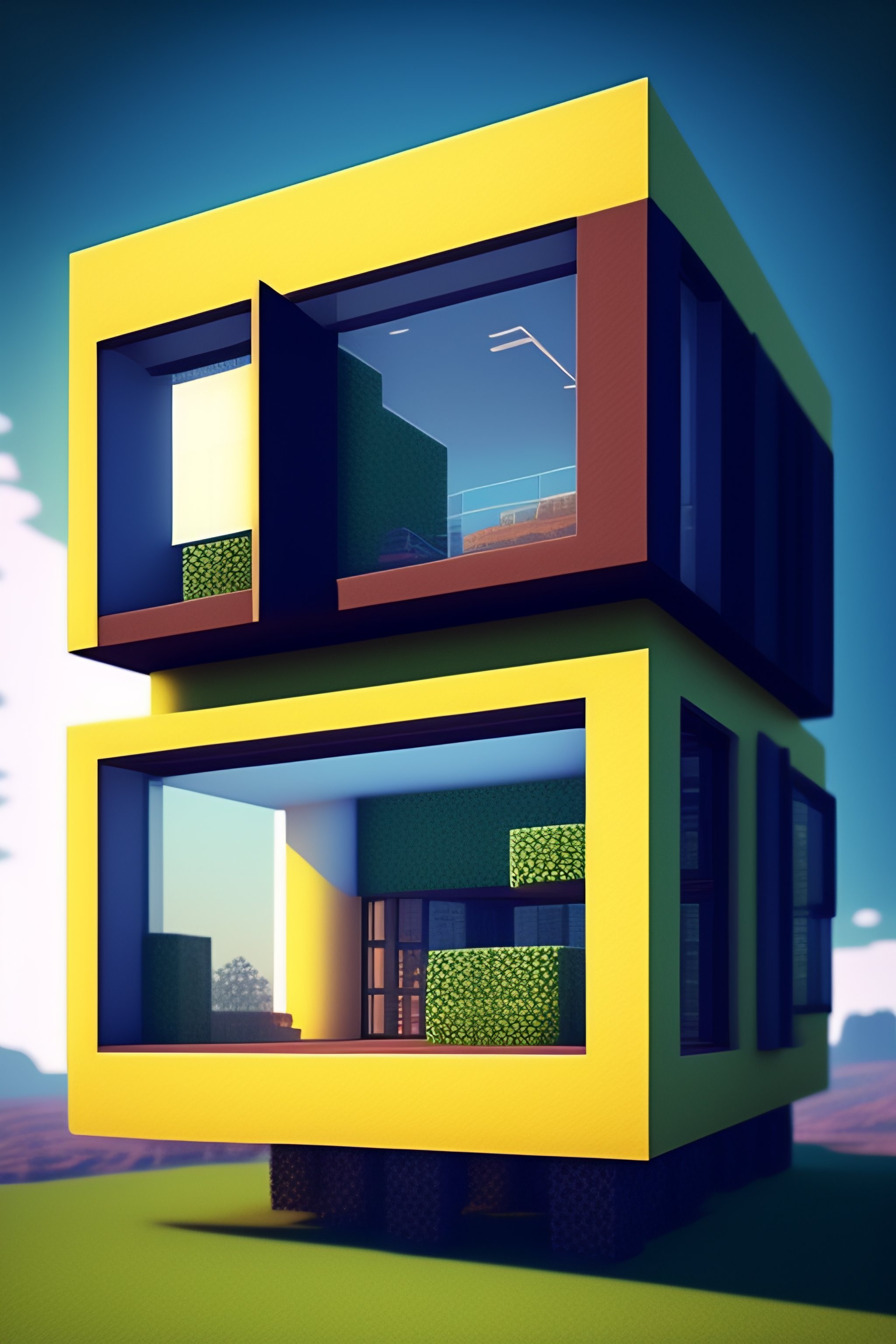 Lexica - Minecraft house with windows that looks like a computer game