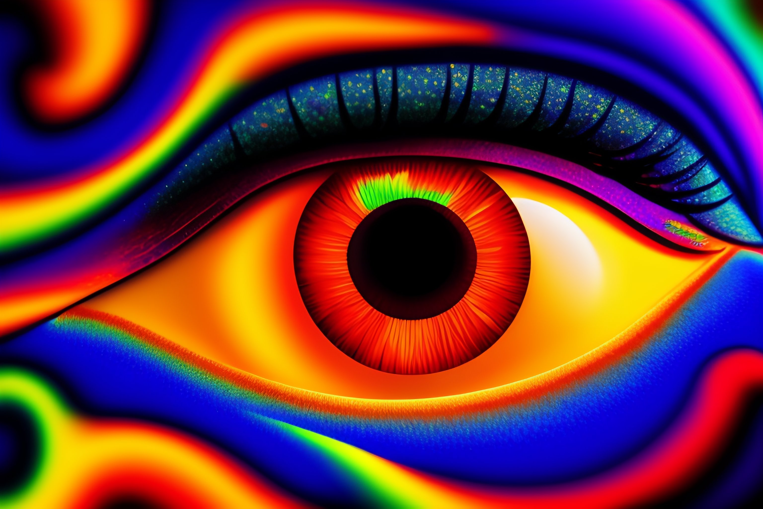 Lexica - Psychedelic drawing of eye which is on a screen of smartphone