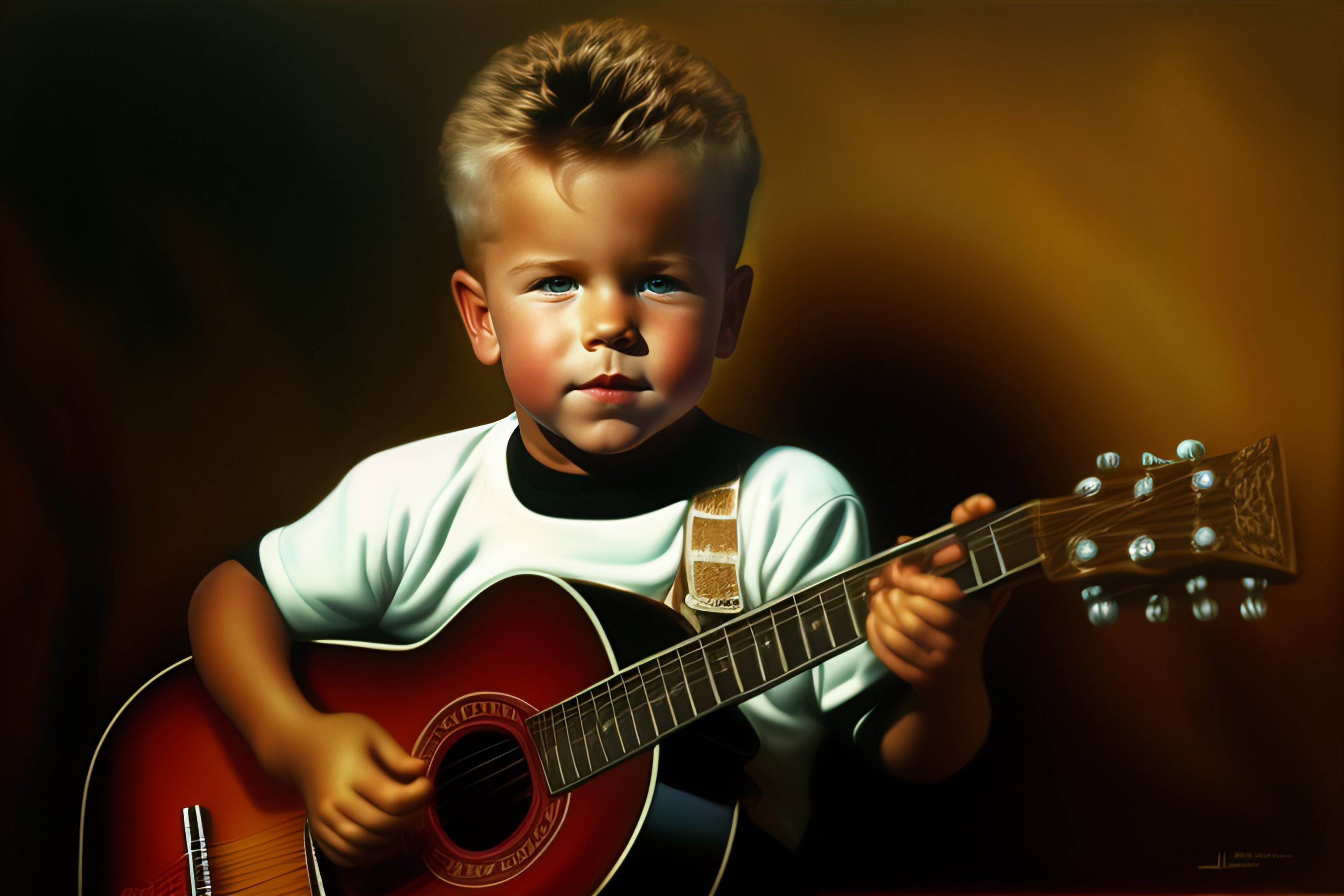 Lexica - Portrait of james Hetfield wen he was three years old playing ...
