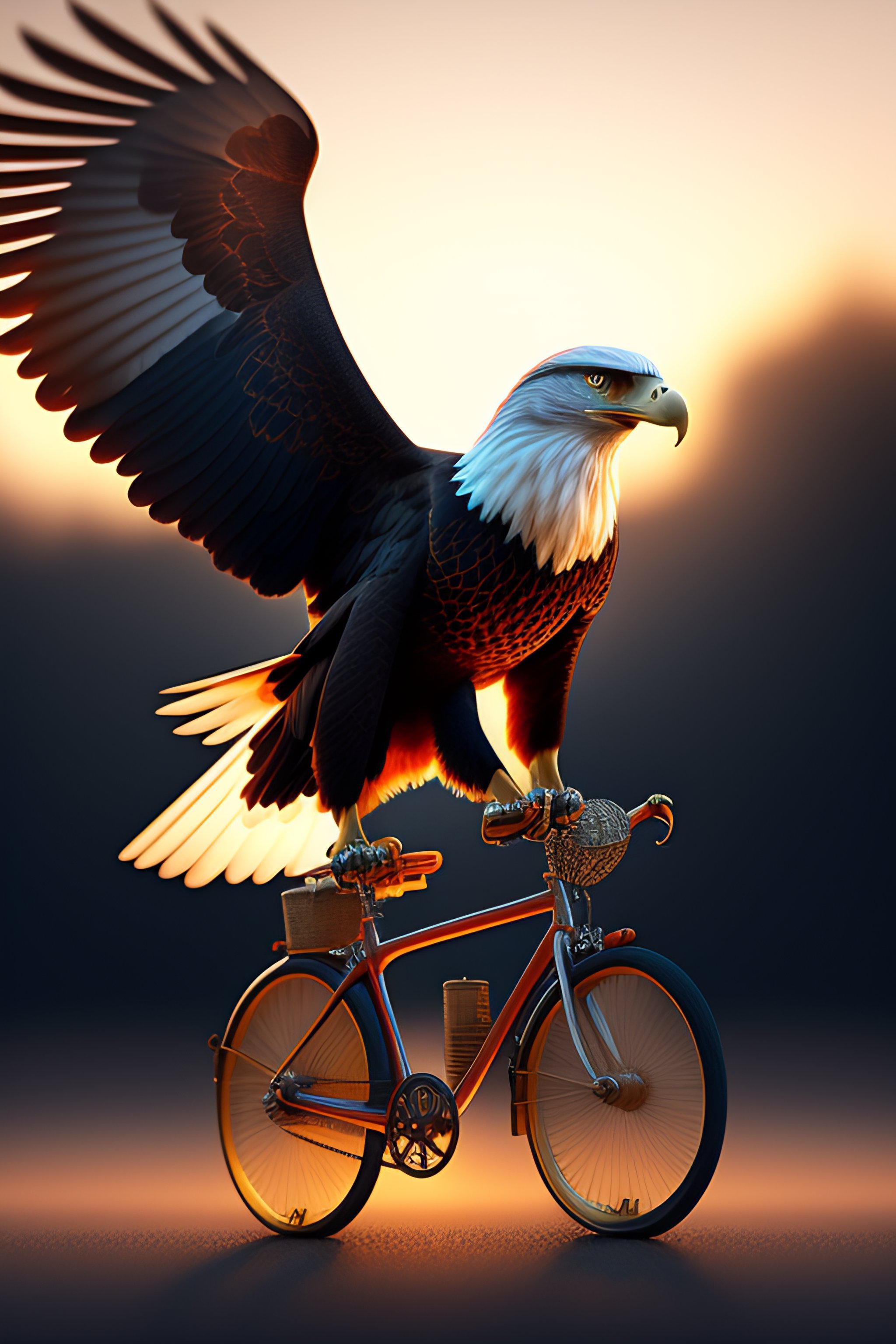 Lexica - An eagle riding a bicycle, studio lighting, quality ...