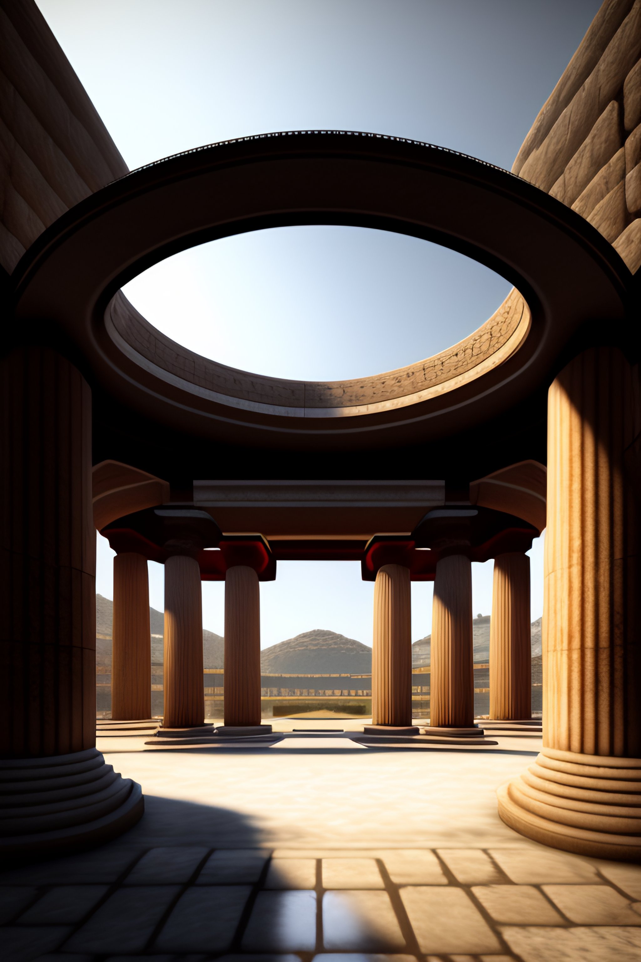 Lexica - Ancient greek circular agora temple interior leading to ...