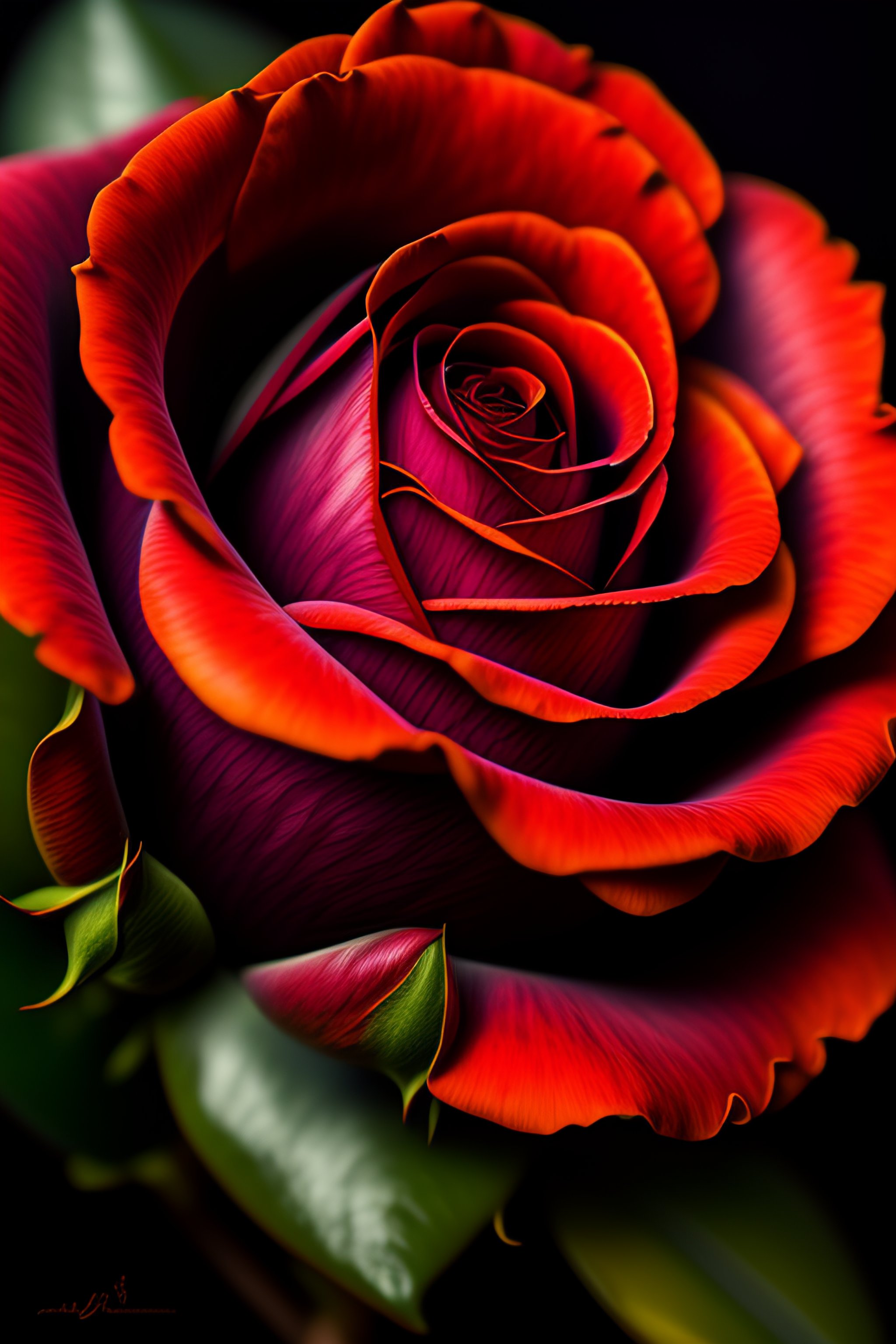 Lexica - Large impressive dragon black scales coming out of a red rose ...