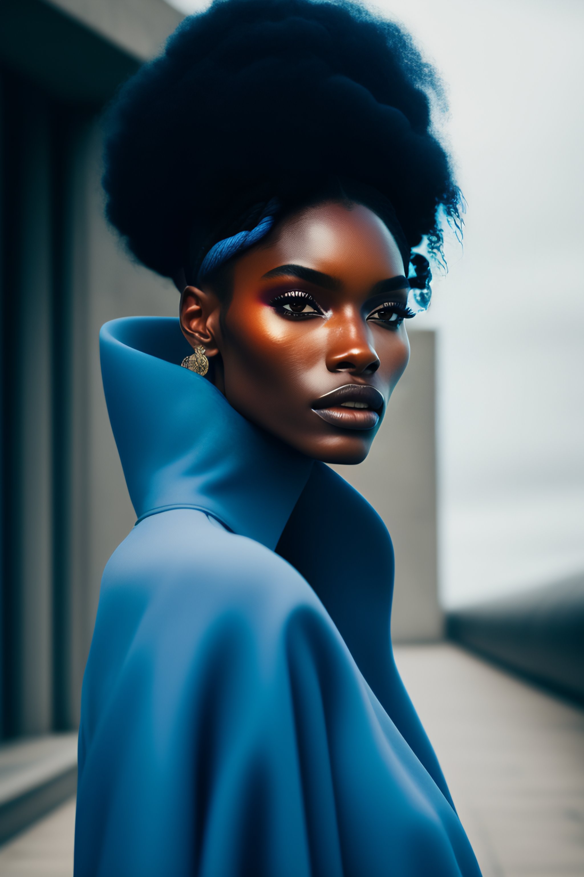 Lexica - Portrait of haute couture beautiful black skin fashion model ...