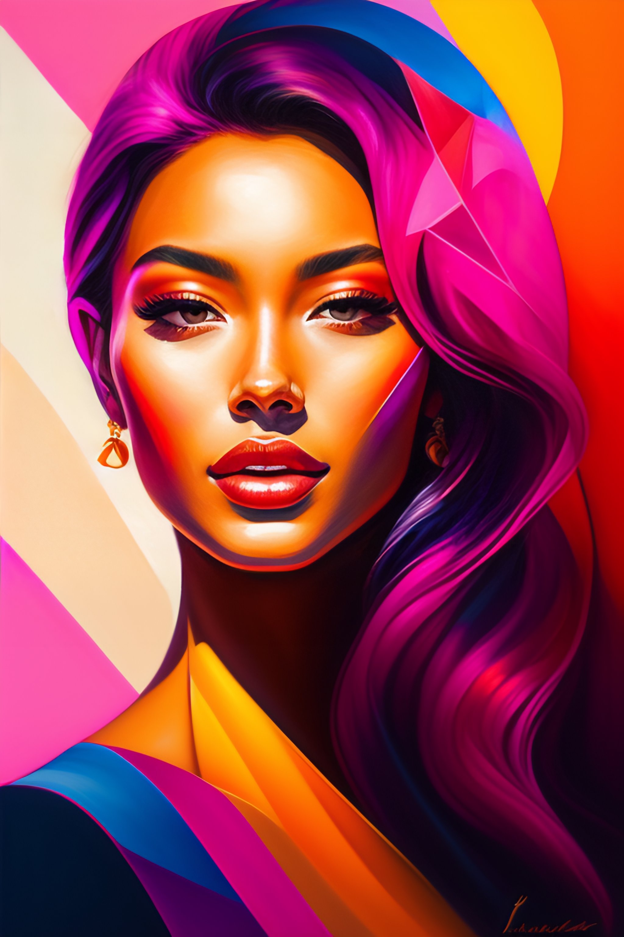 Lexica - A painting of a beautiful female face, by Michael Flohr, pink ...