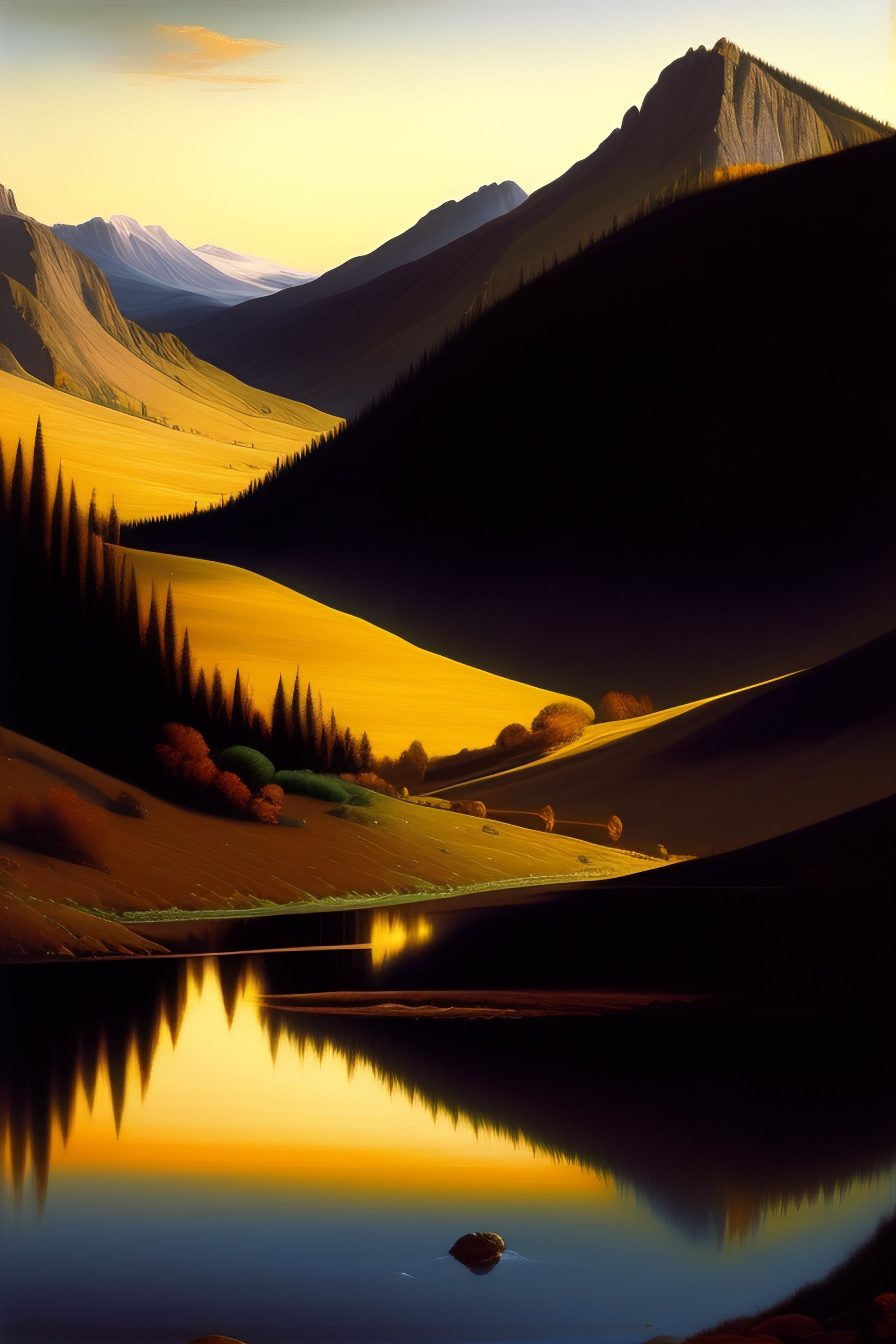 Lexica - Painting by caravaggio, dramatic landscape