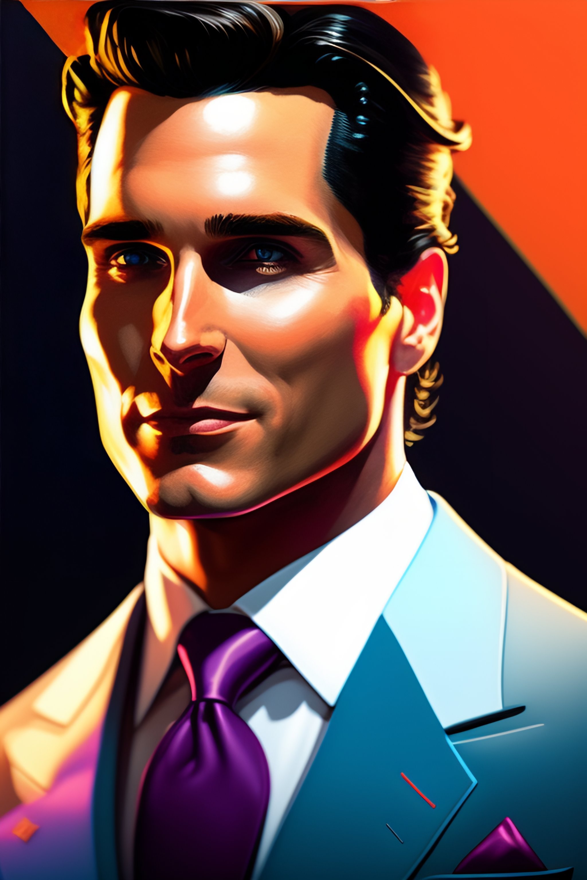 Lexica - A colorful comic noir illustration painting of Patrick Bateman ...