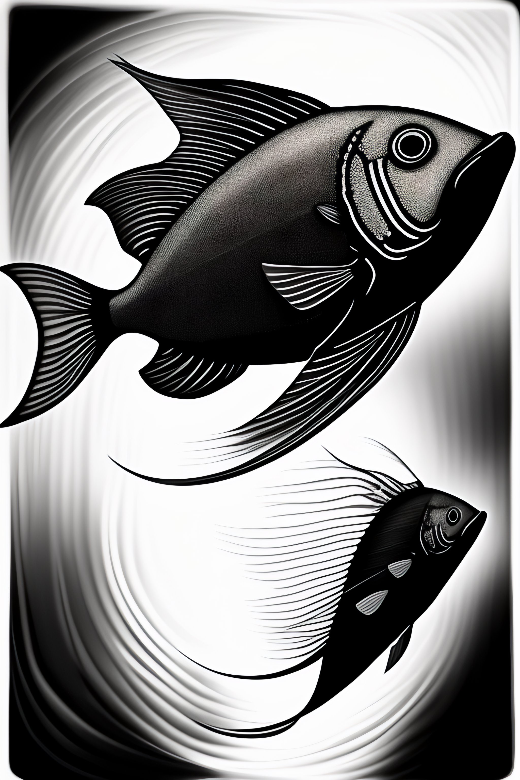 Lexica - Black and white drawinf of a flying fish