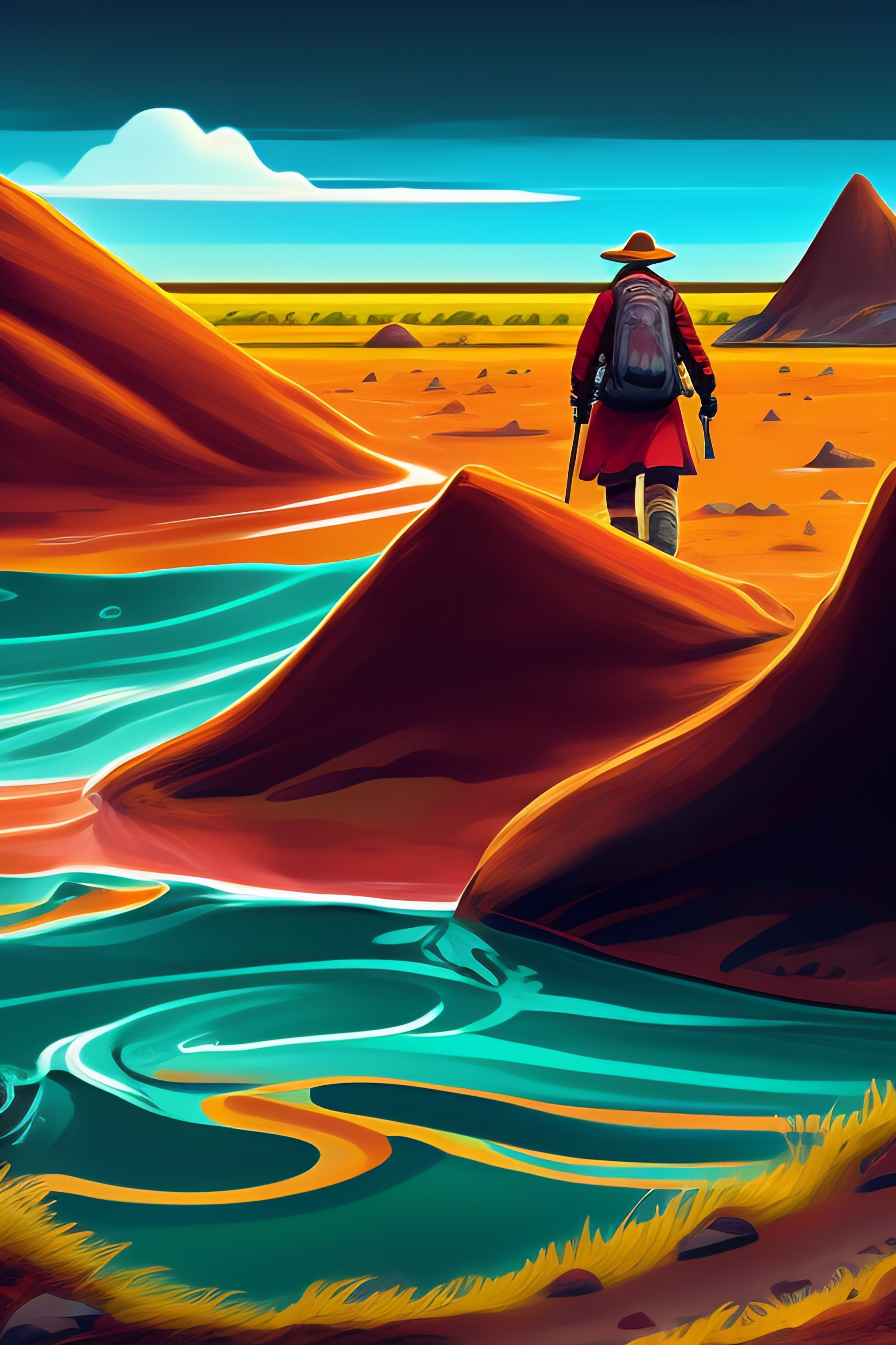 Lexica - Coloured sketch art style, 2 scared explorer women sinking in ...