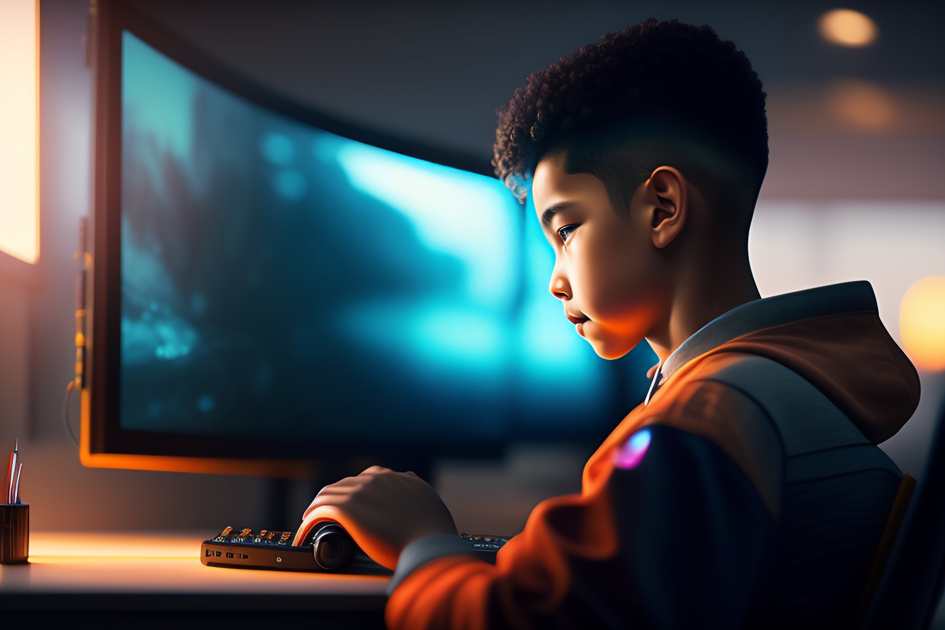 Lexica - A young professional hacker studiously working on his computer ...