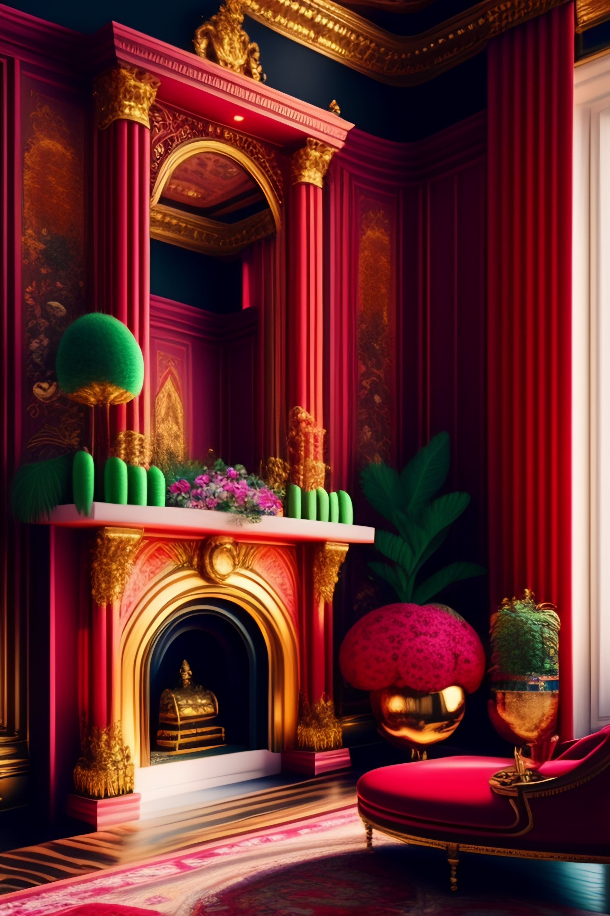 Lexica - Photo by Architectural Digest: Maximalist red {vaporwave ...
