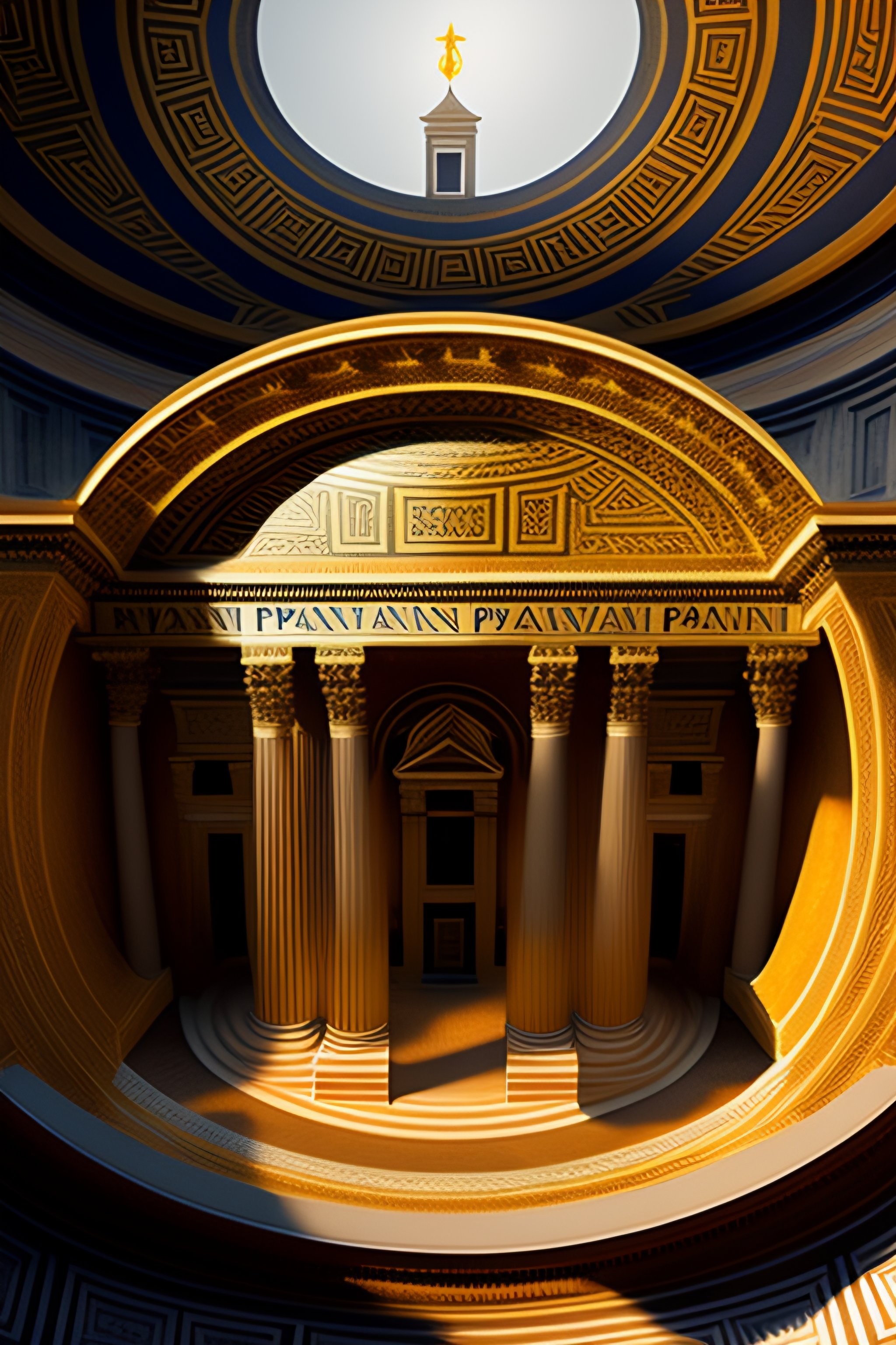 Lexica - 3D icon for of Rome's Pantheon cropped to a circular badge