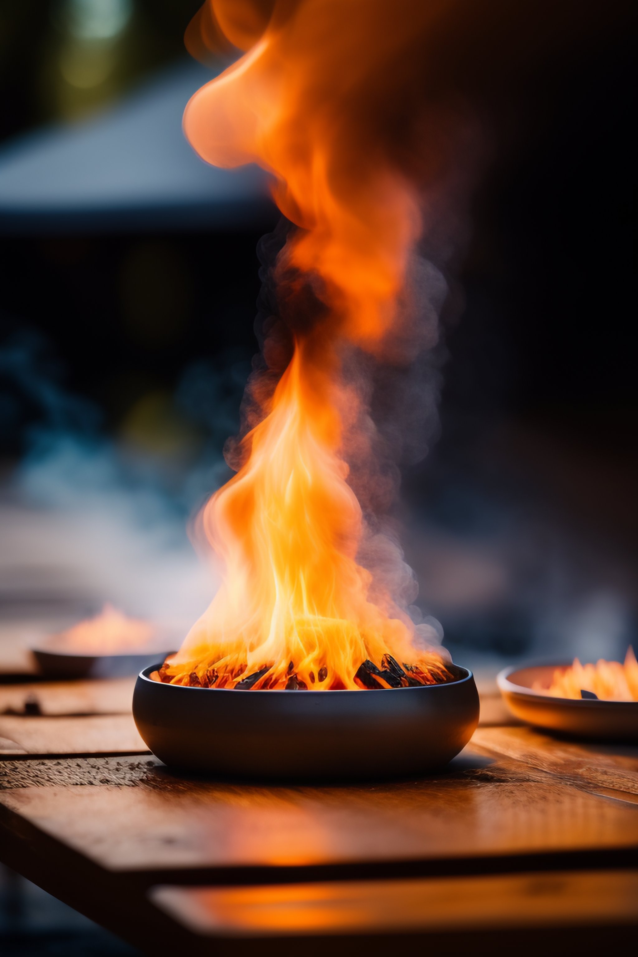 Lexica - Photo of a table on fire