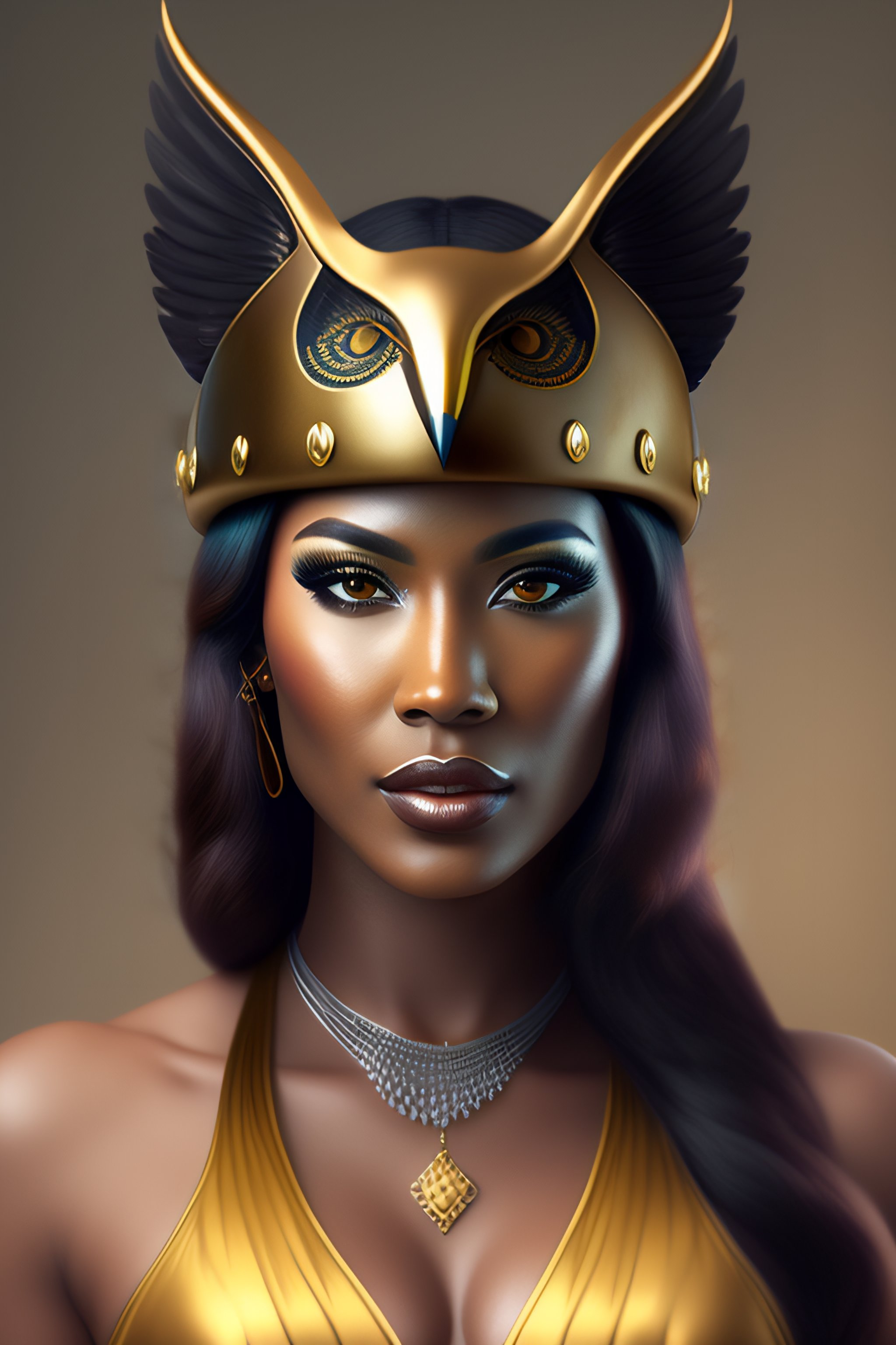 Lexica - A digital art of athena wearing the owl mask