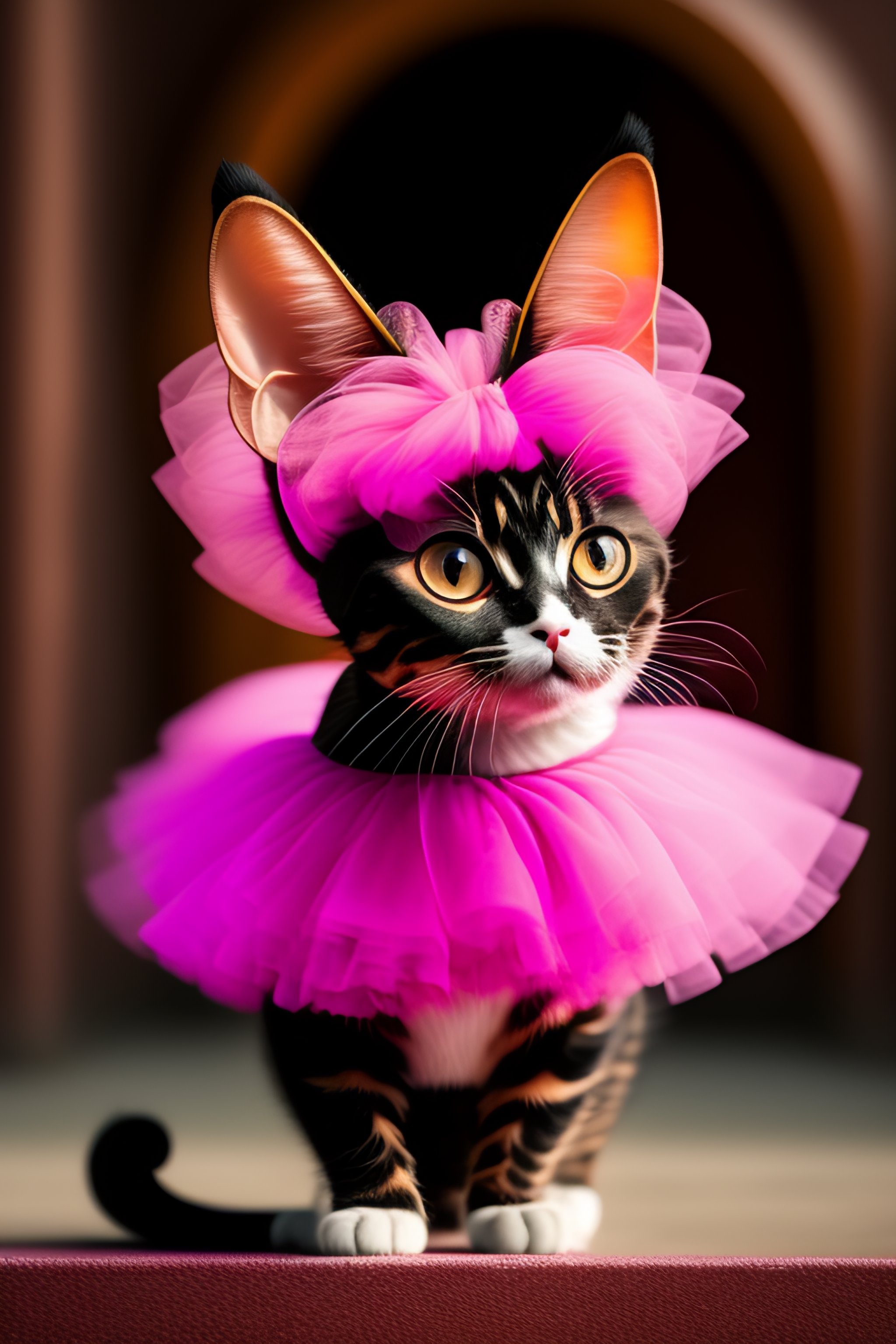 Lexica - An ugly ((tortoiseshell cat)) demon wearing a pink tutu skirt ...