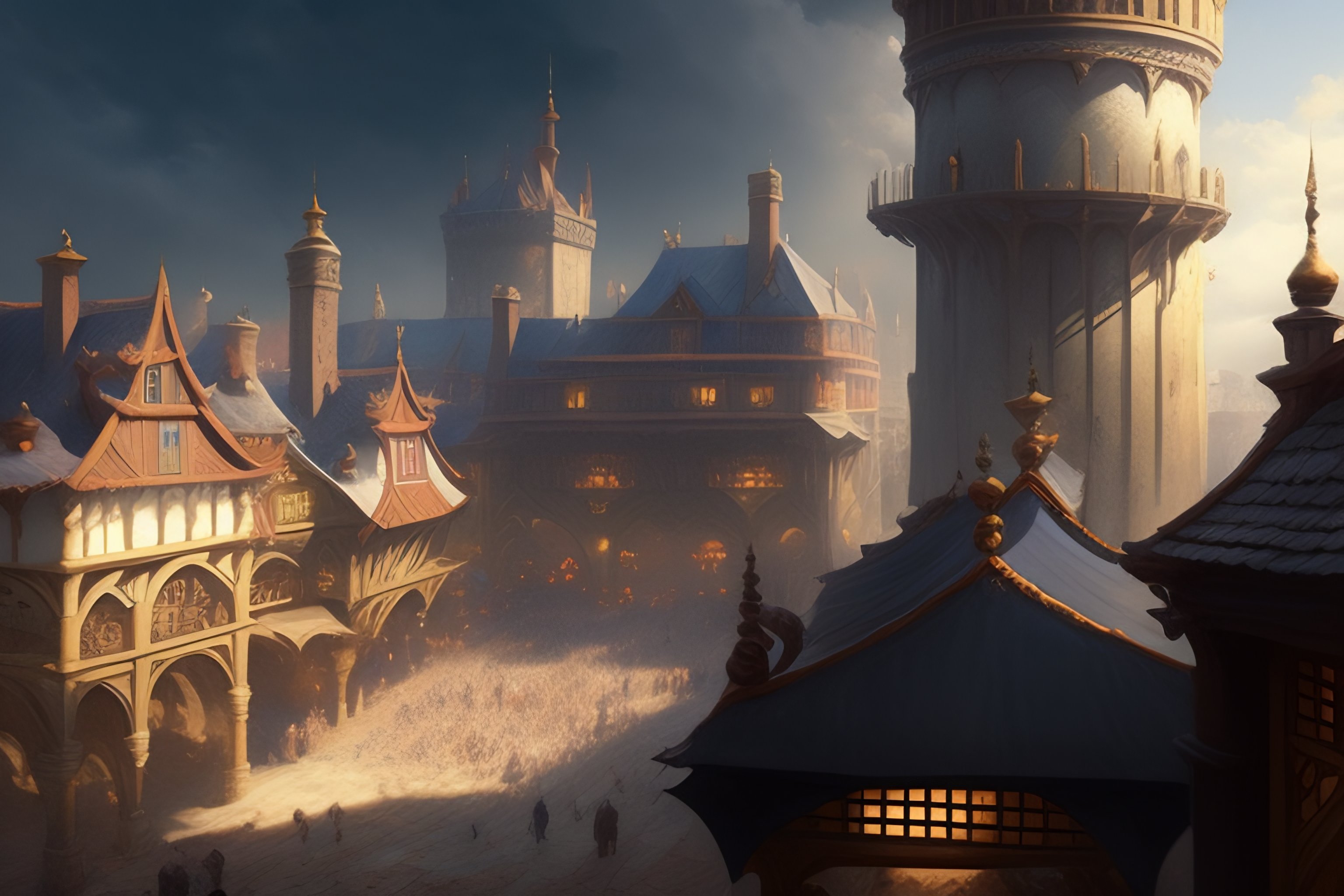 Lexica - Medieval cityscape, aerial view, game art, concept art, deep ...