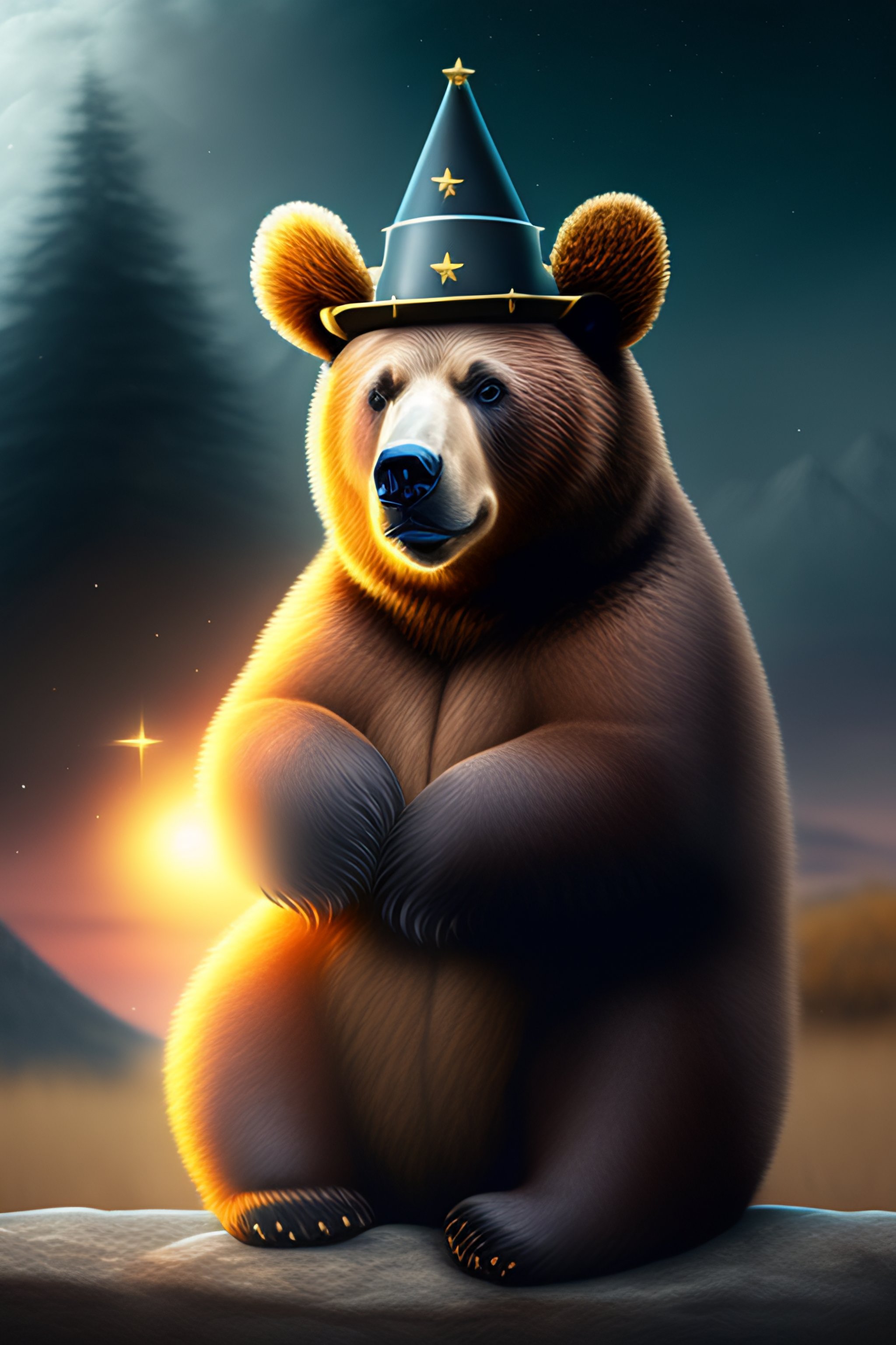 Lexica - Bear with a wizard hat