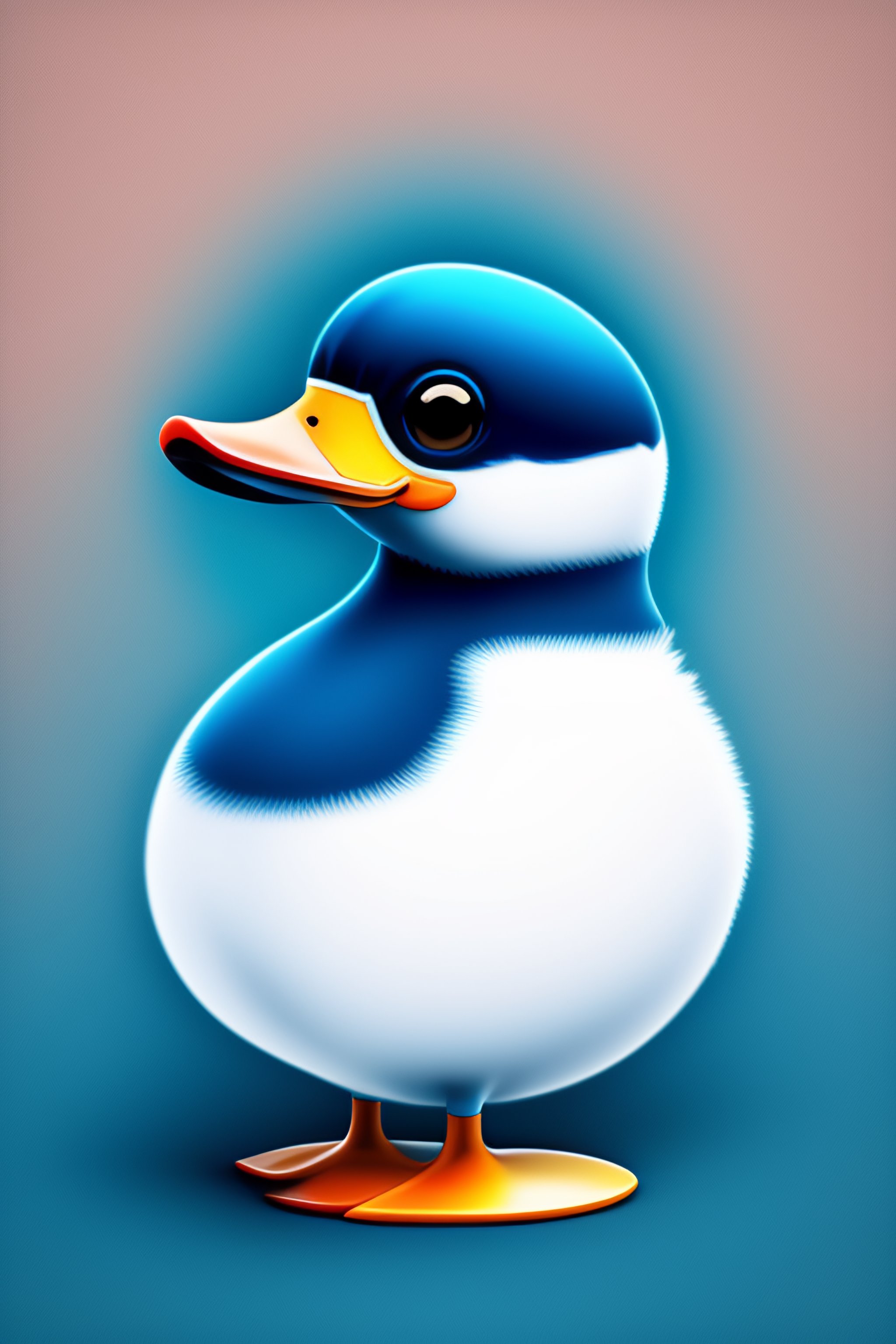 Lexica - Beautiful sky-blue color cartoon duck with text