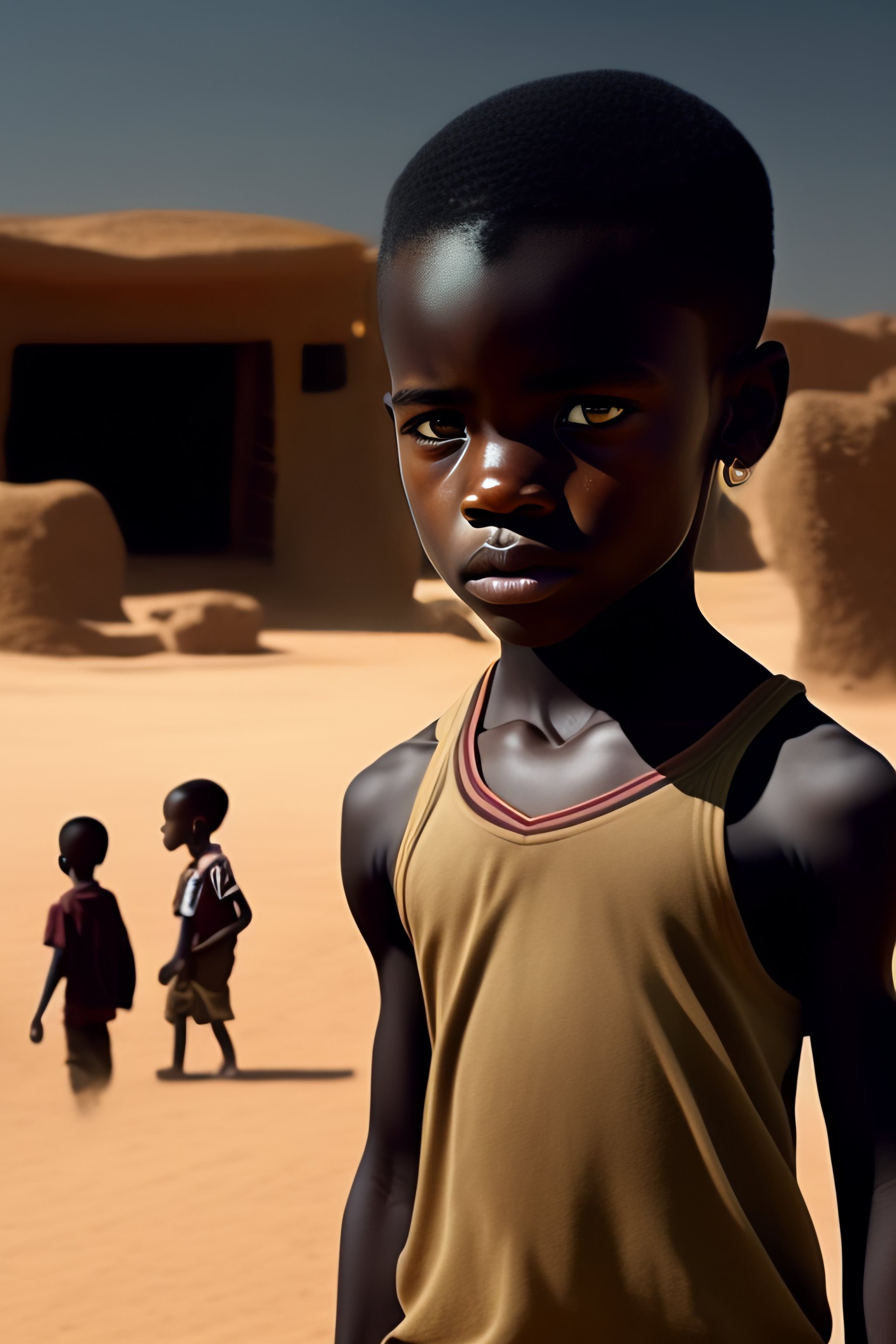 Lexica - Storyboard by gabriel hardman : front view african boy has a ...