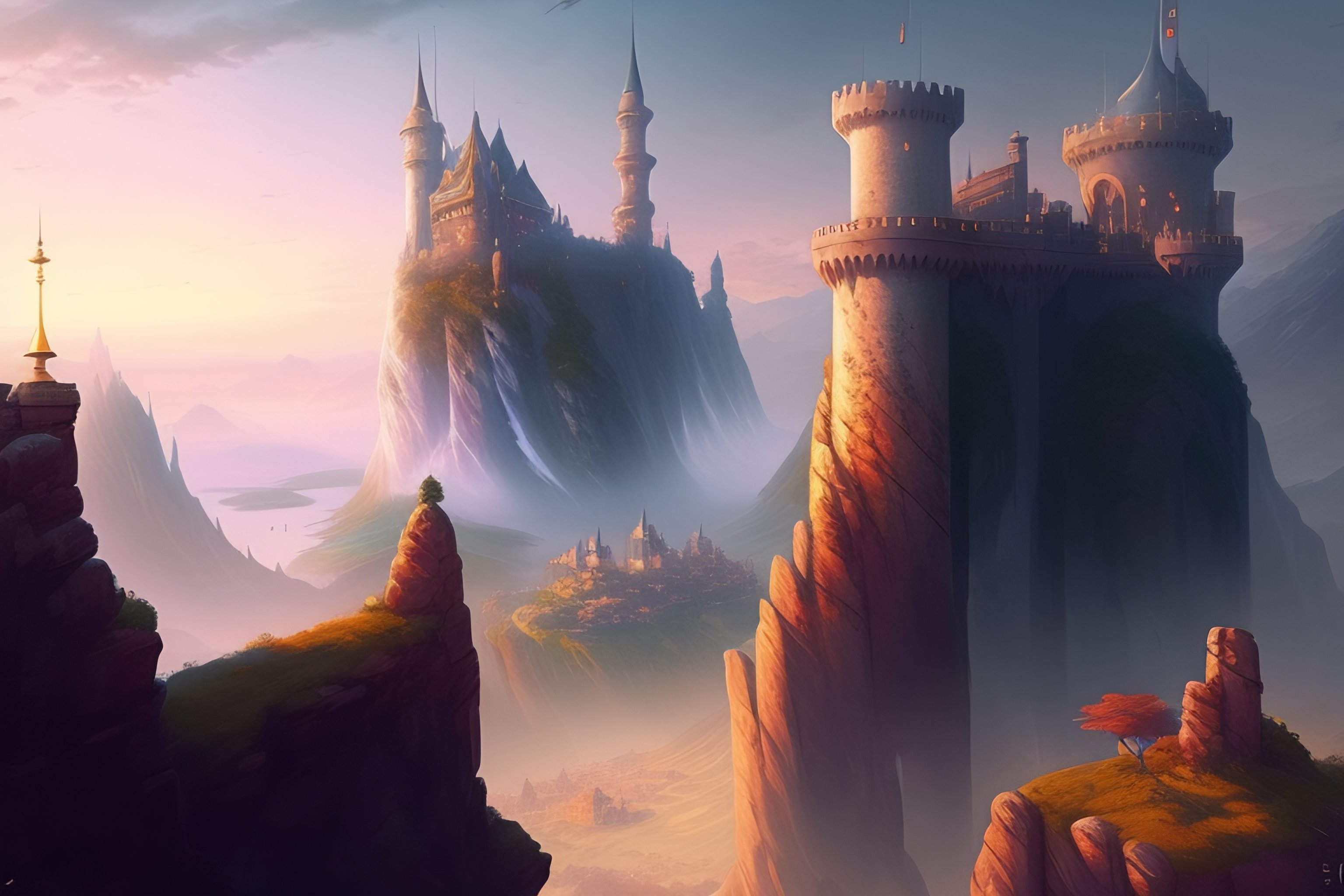 Lexica - Cityscape, aerial view, fantasy castle, medieval, jordan ...