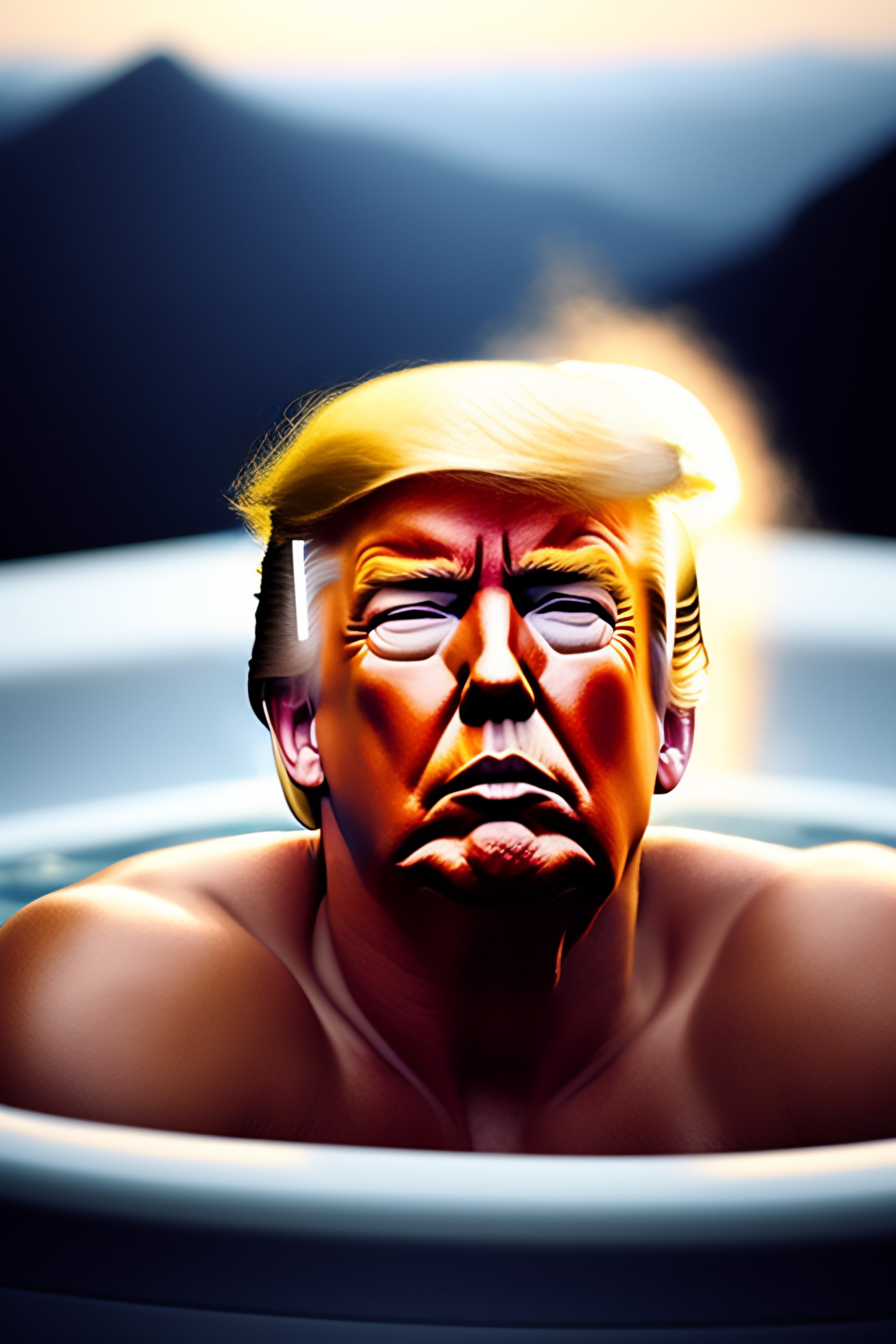 Lexica - Donald Trump In a spa on a mountain top