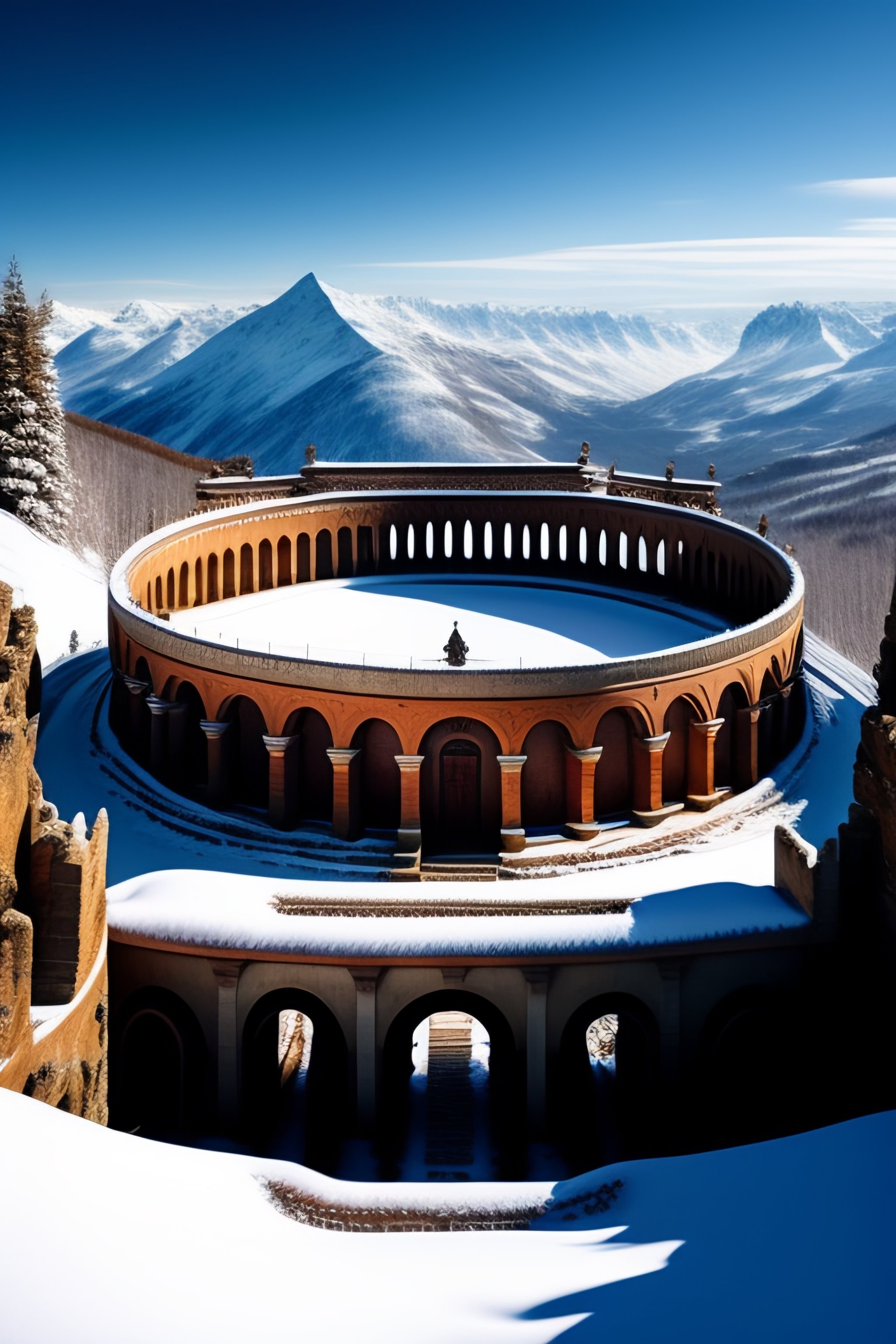 Lexica - Fantasy, beautiful, artistic, snowy roman gladiator arena atop ...